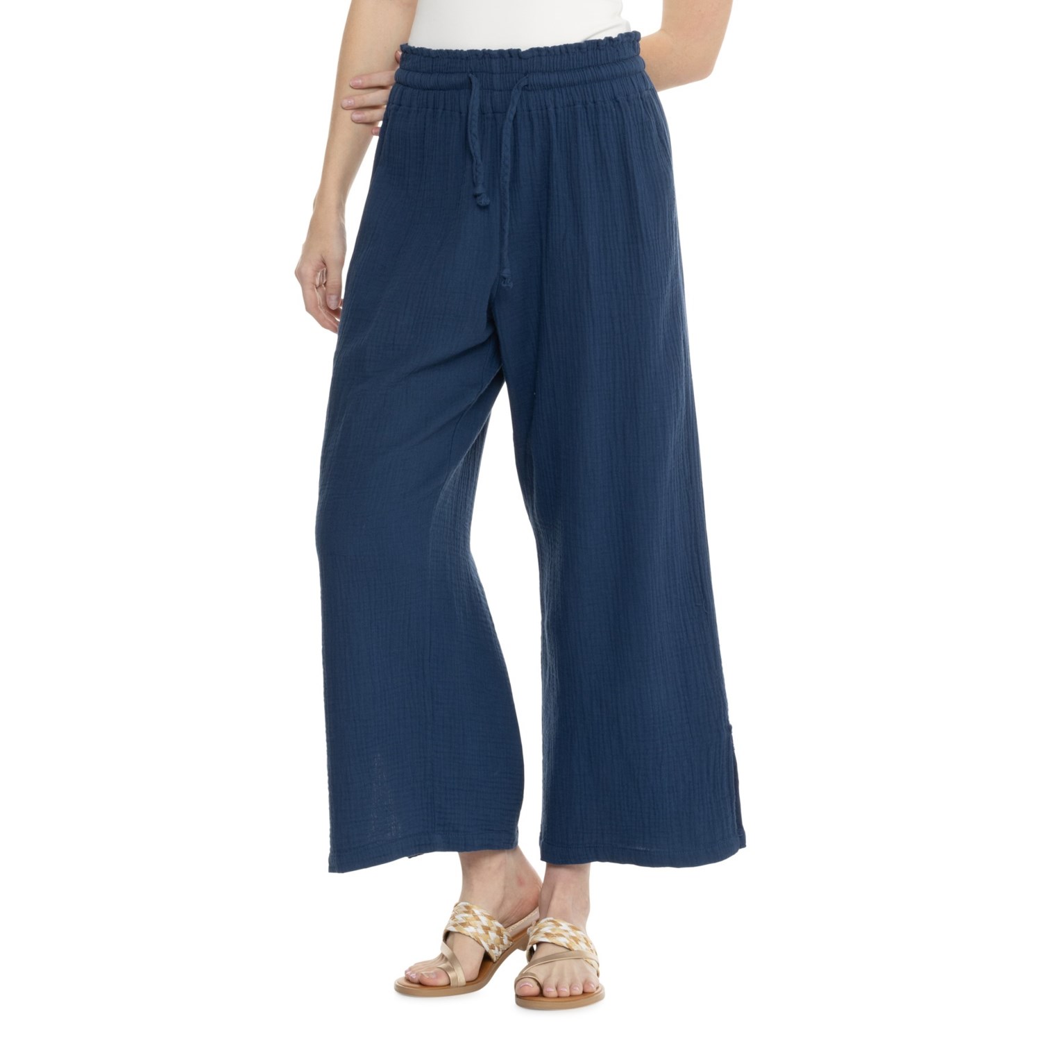 4OUR Dreamers Cotton Gauze Drawstring Waist Cropped Cover-Up Pants ...