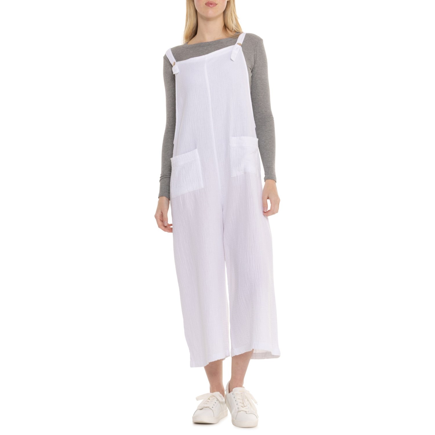 4OUR Dreamers Cotton Gauze Wide Leg Cropped Overalls - Save 52%