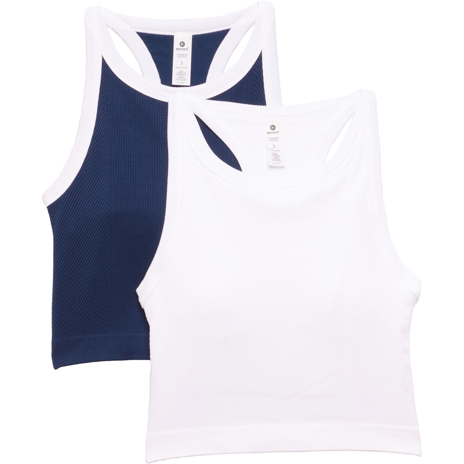 90 Degree by Reflex Seamless Ribbed Crop Tank Tops - 2-Pack - Save 43%