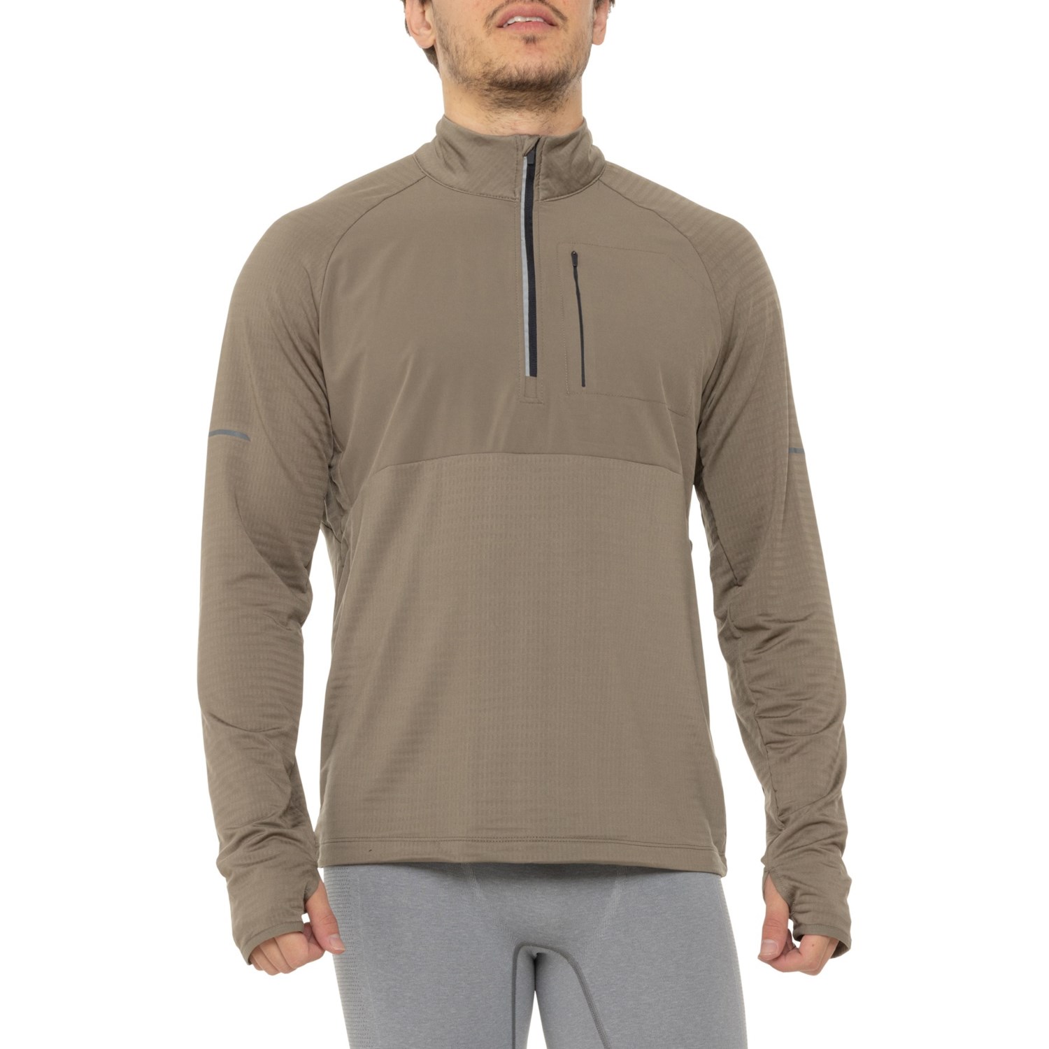 ASICS Waffle Knit Shirt - Zip Neck, Long Sleeve - Save 44%