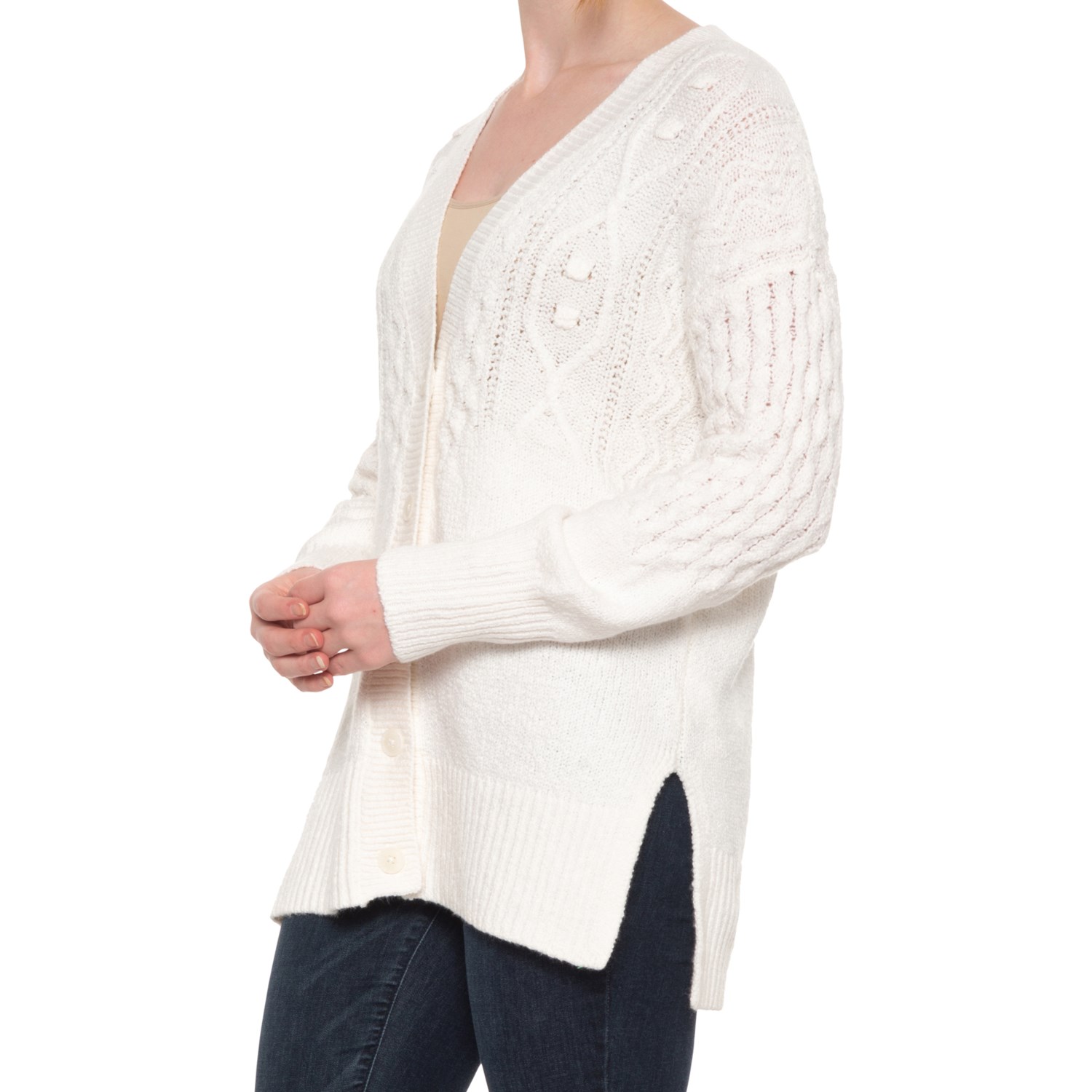 Aspen Bobble Shoulder Cable-Knit Cardigan (For Women) - Save 62%