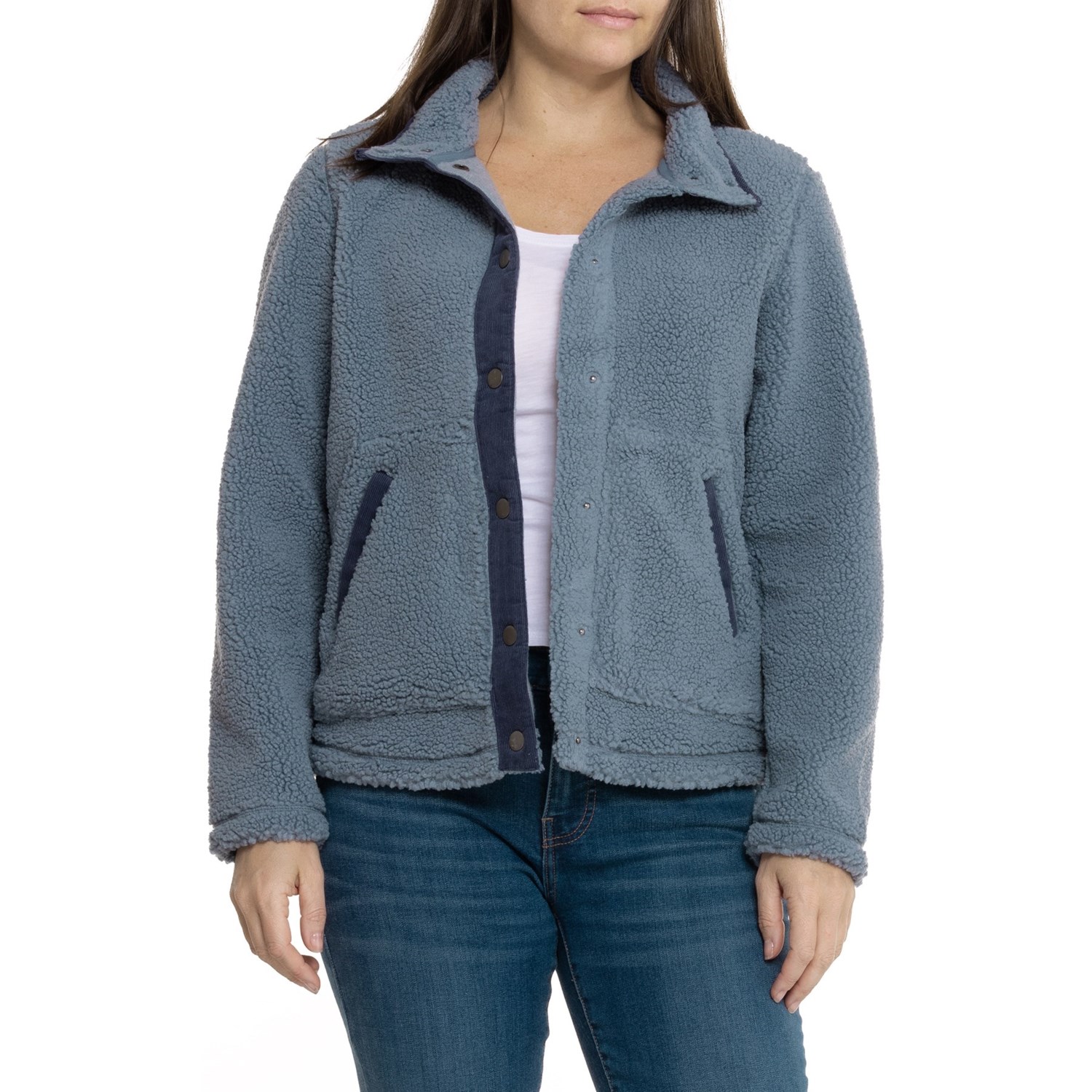 Aspen Cord Placket Sherpa Bomber Jacket - Snap Front - Save 55%