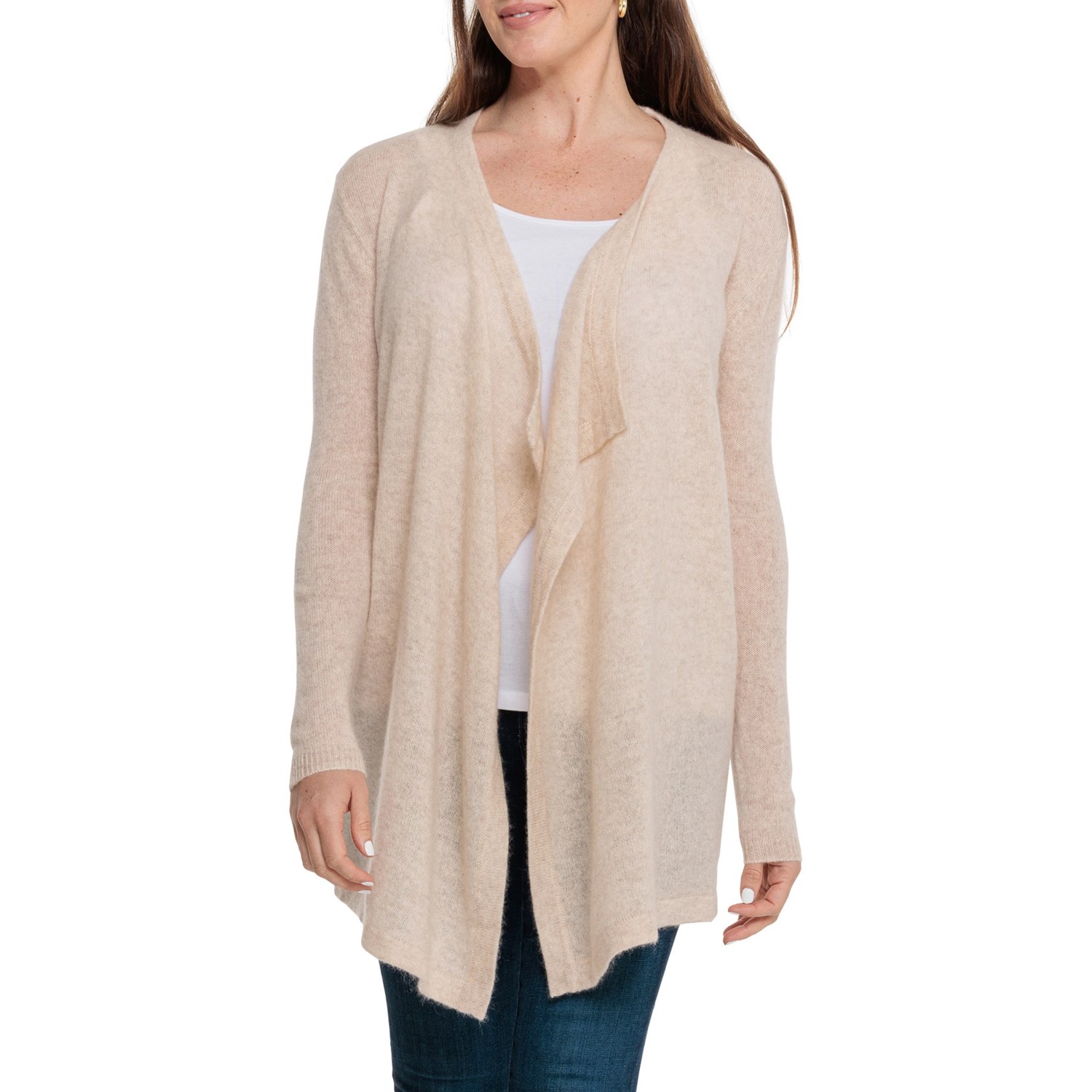 Aspen Drape Cardigan Sweater - Cashmere, Open Front - Save 33%