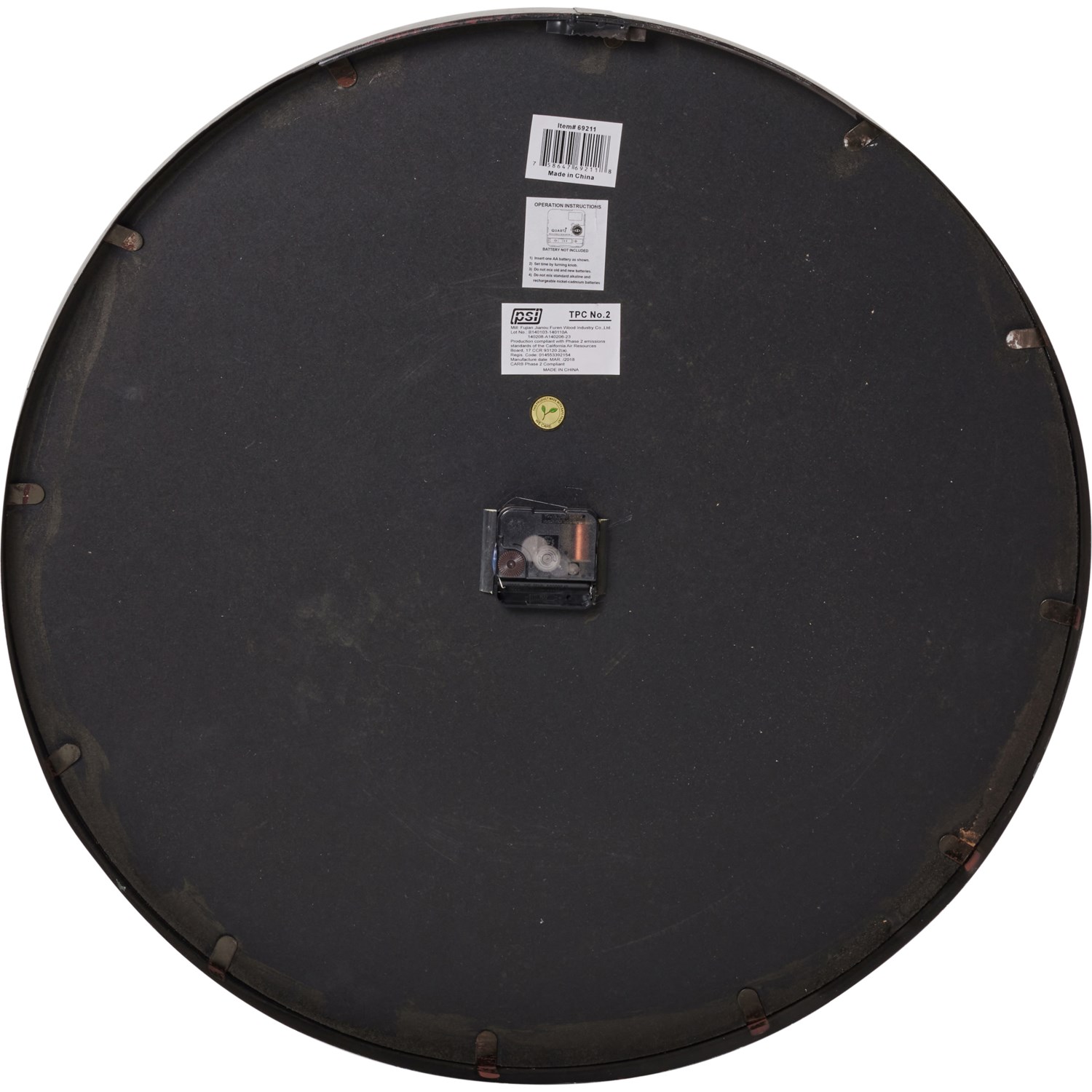 AUBURN HOME 24” Natural Wood and Metal Clock - Save 29%