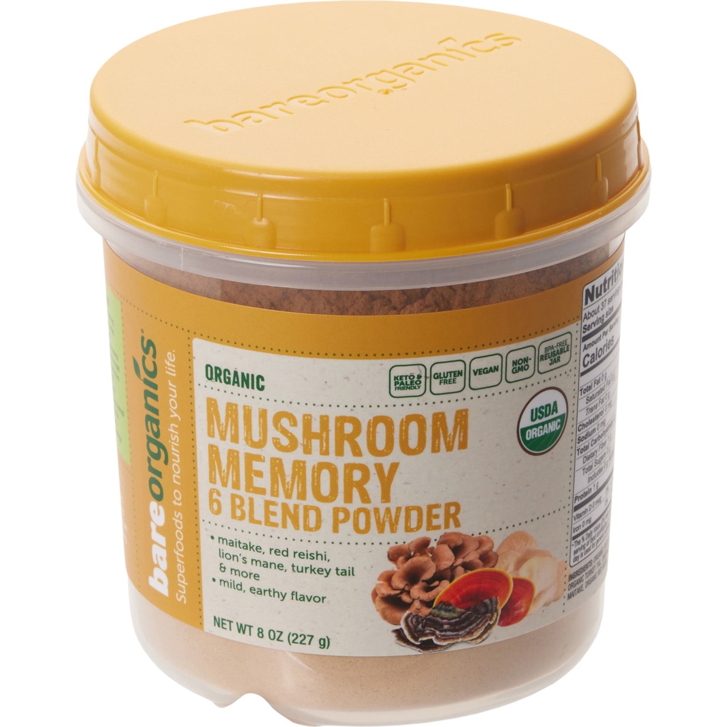 BareOrganics Mushroom Memory 6-Blend Powder - 8 oz. - Save 35%