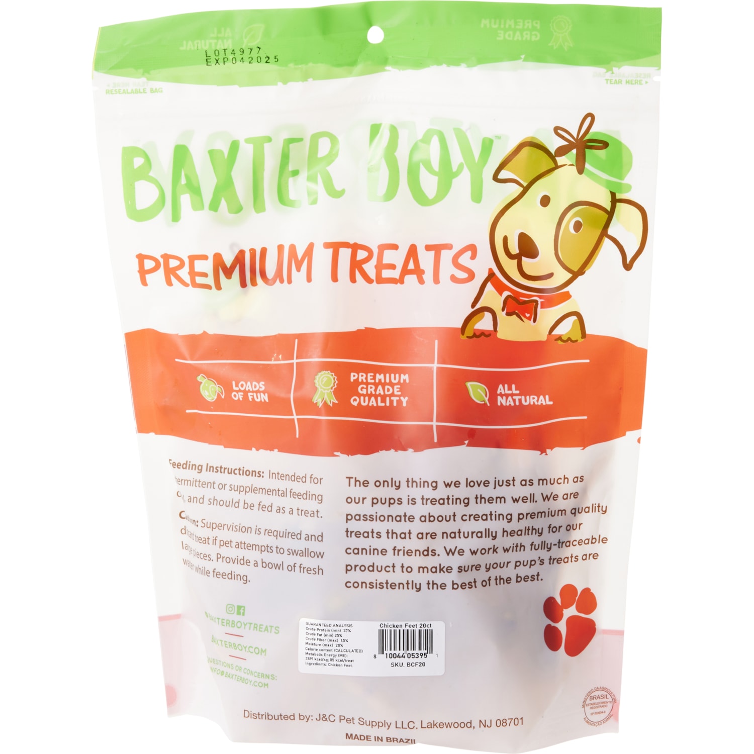 Baxter Boy Chicken Feet Dog Treats - 20-Count - Save 37%