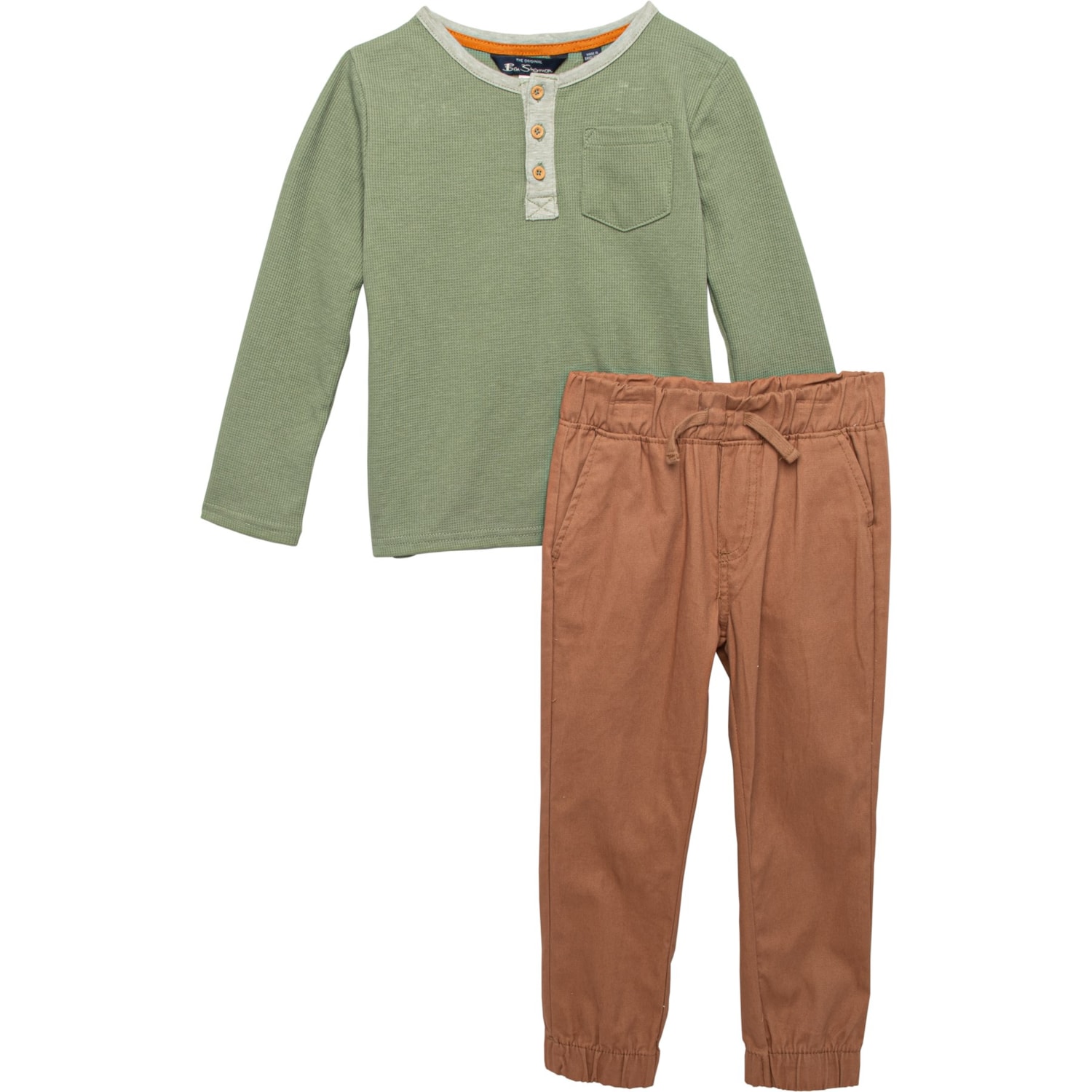 Ben Sherman Litte Boys Thermal Shirt and Twill Pants Set - Long Sleeve ...