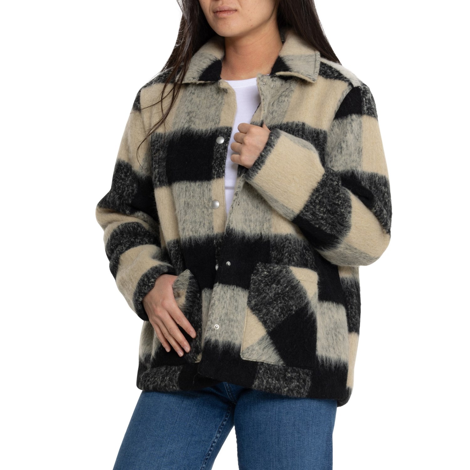 BlankNYC Out of Line Oversized Check Shacket - Save 44%