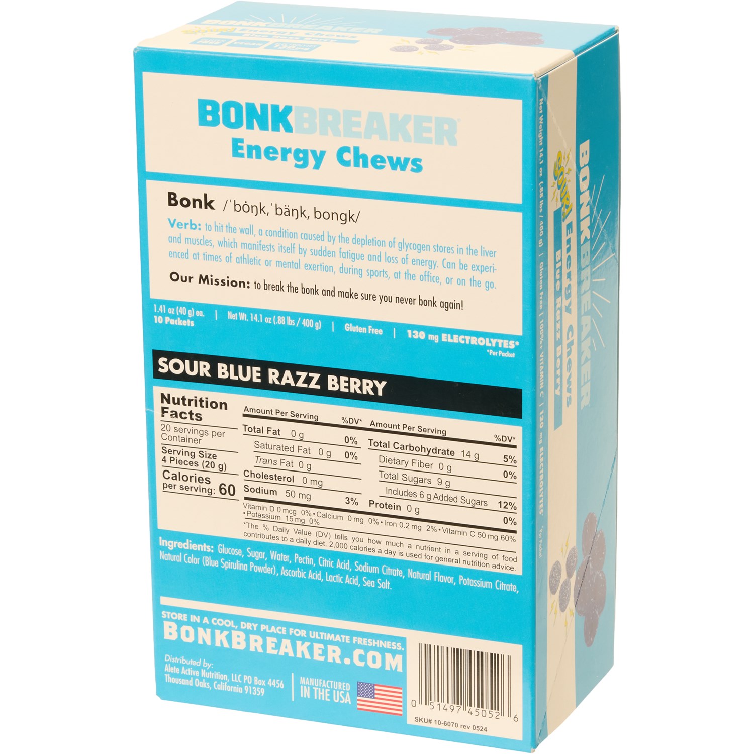 Bonk Breaker Sour Blue Razz Berry Energy Chews - 10-Pack - Save 25%