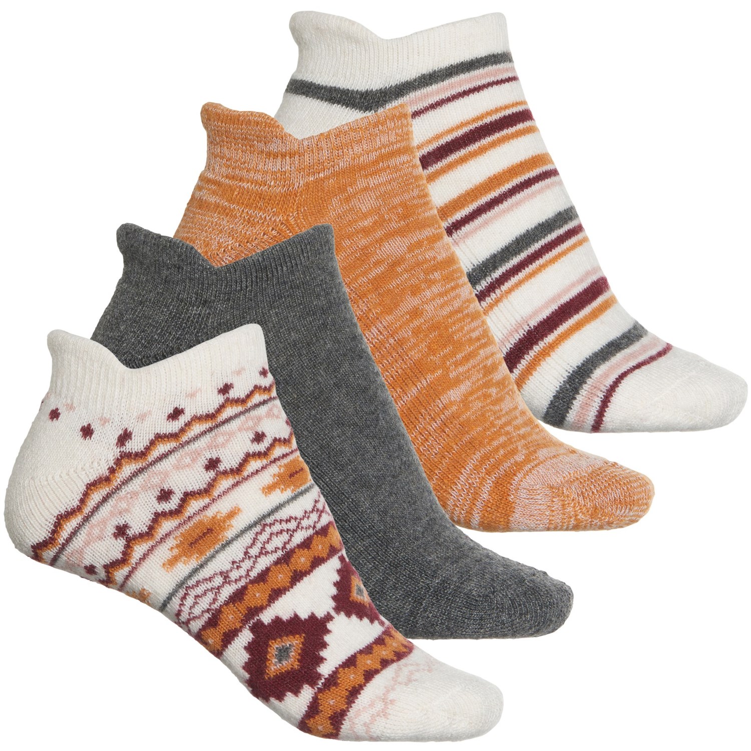 BORN OUTDOORS Zig Zag Stripe Half-Cushion No-Show Heel Tab Socks (For ...