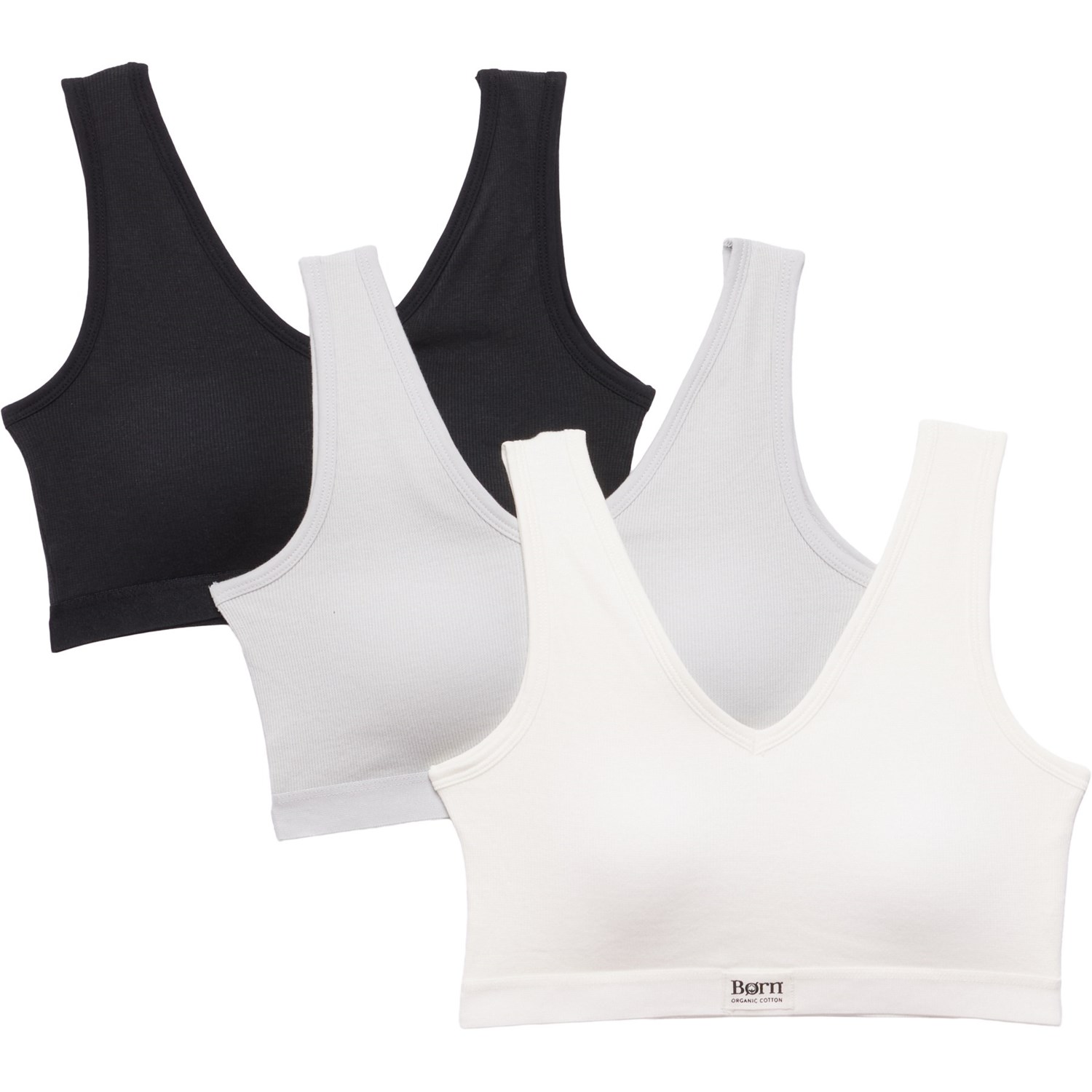 Born Ribbed Bralettes - 3-Pack, Low Impact - Save 43%