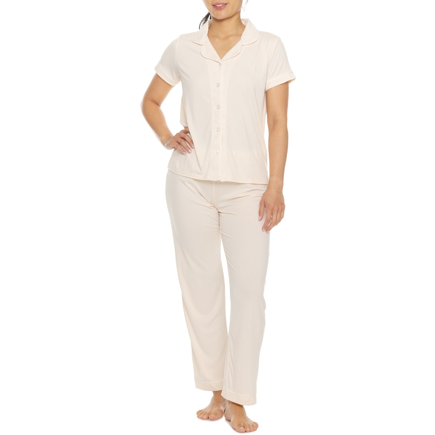 Born Ribbed Notch Collar Pajamas - Short Sleeve - Save 57%