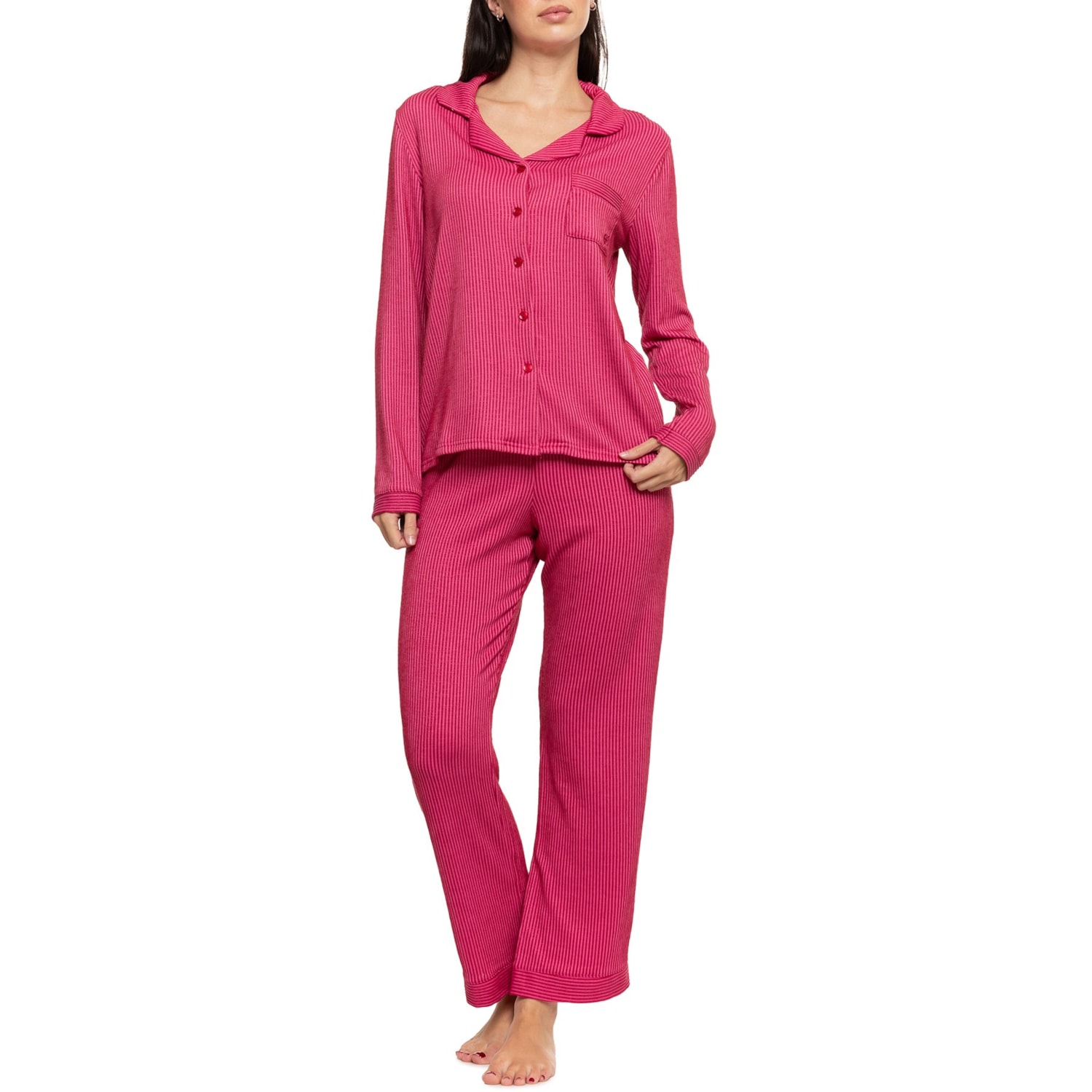 Born Seersucker Tonal Stripe Notch Collar Pajamas - Long Sleeve - Save 50%