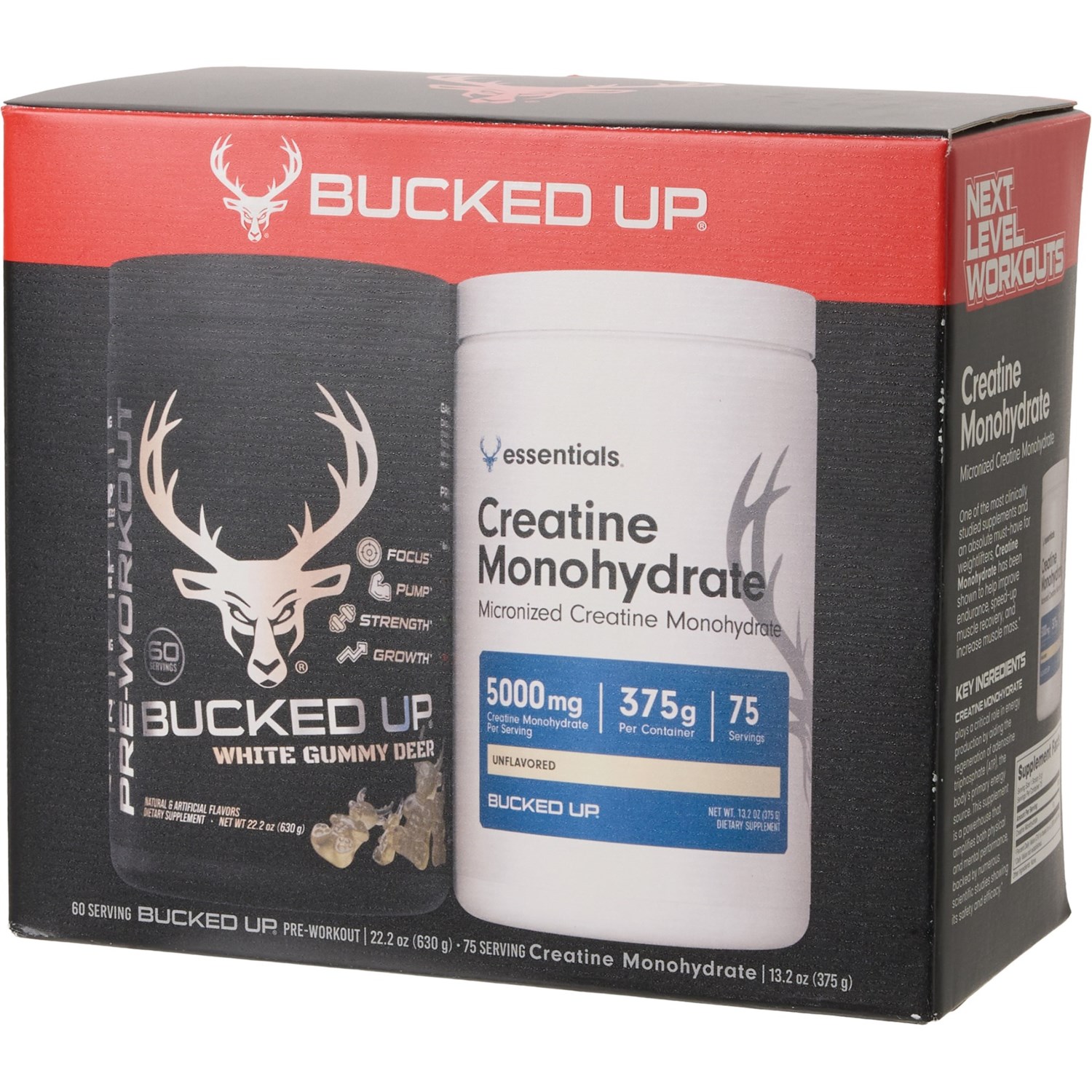 Buck'd Up Pre-Workout Deer Gummys and Creatine Monohydrate Dietary ...