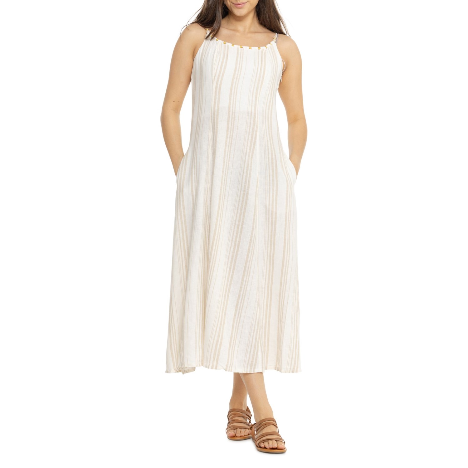 Calypso St. Barth Strappy Maxi Dress - Linen, Sleeveless - Save 27%