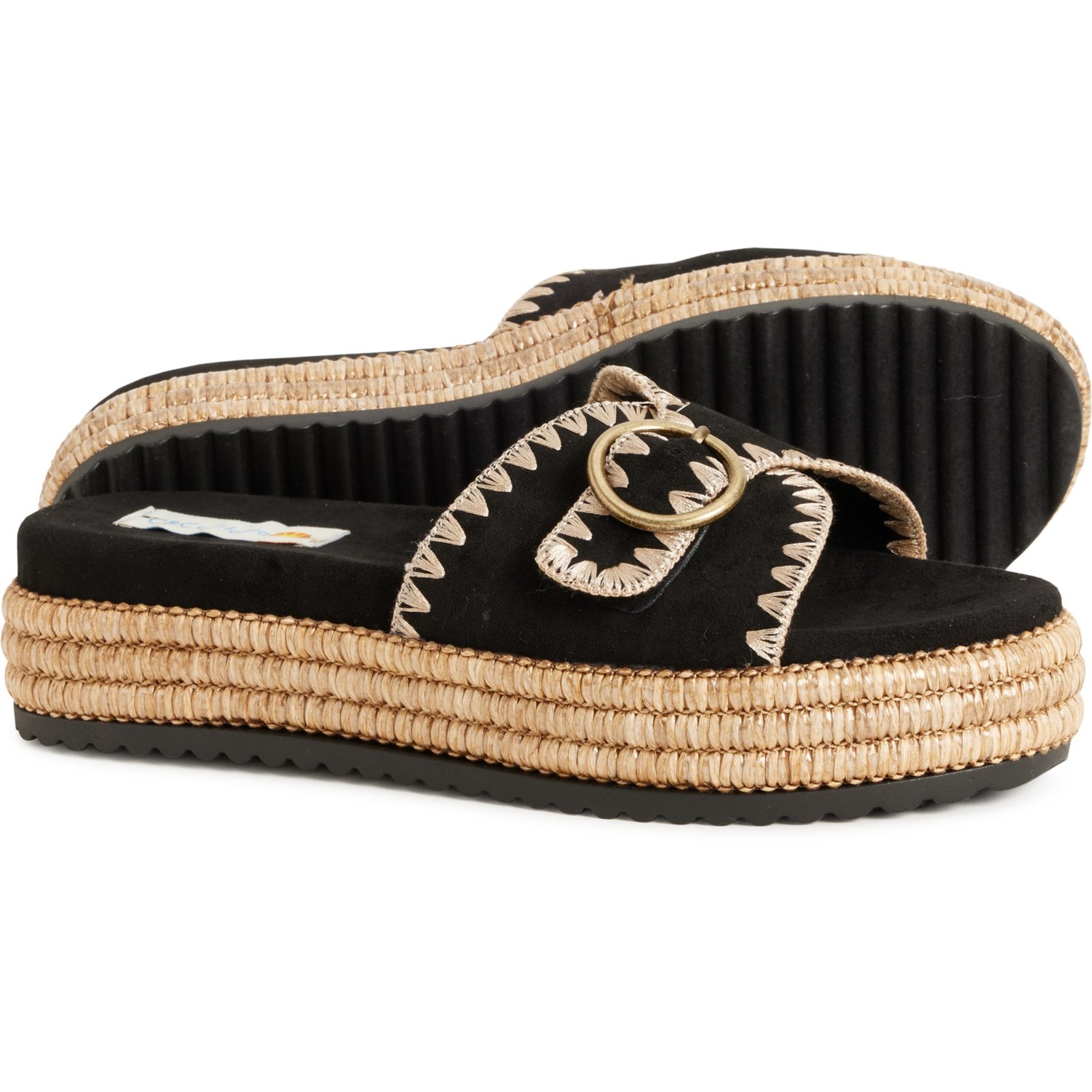 C&C California Barista Flatform Whipstitch Buckle Sandals (For Women ...