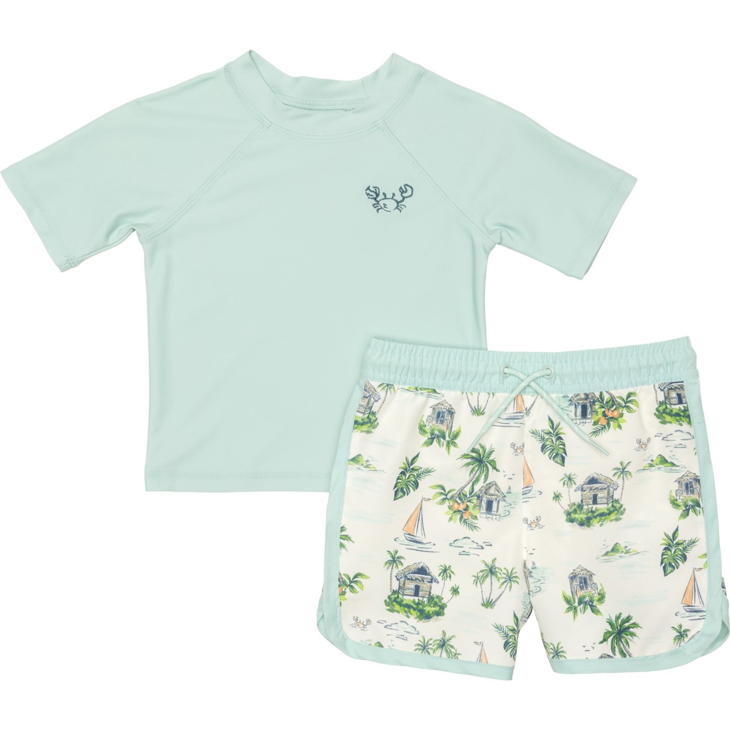 C&C California Toddler Boys Tropical Rash Guard and Swim Trunks Set ...