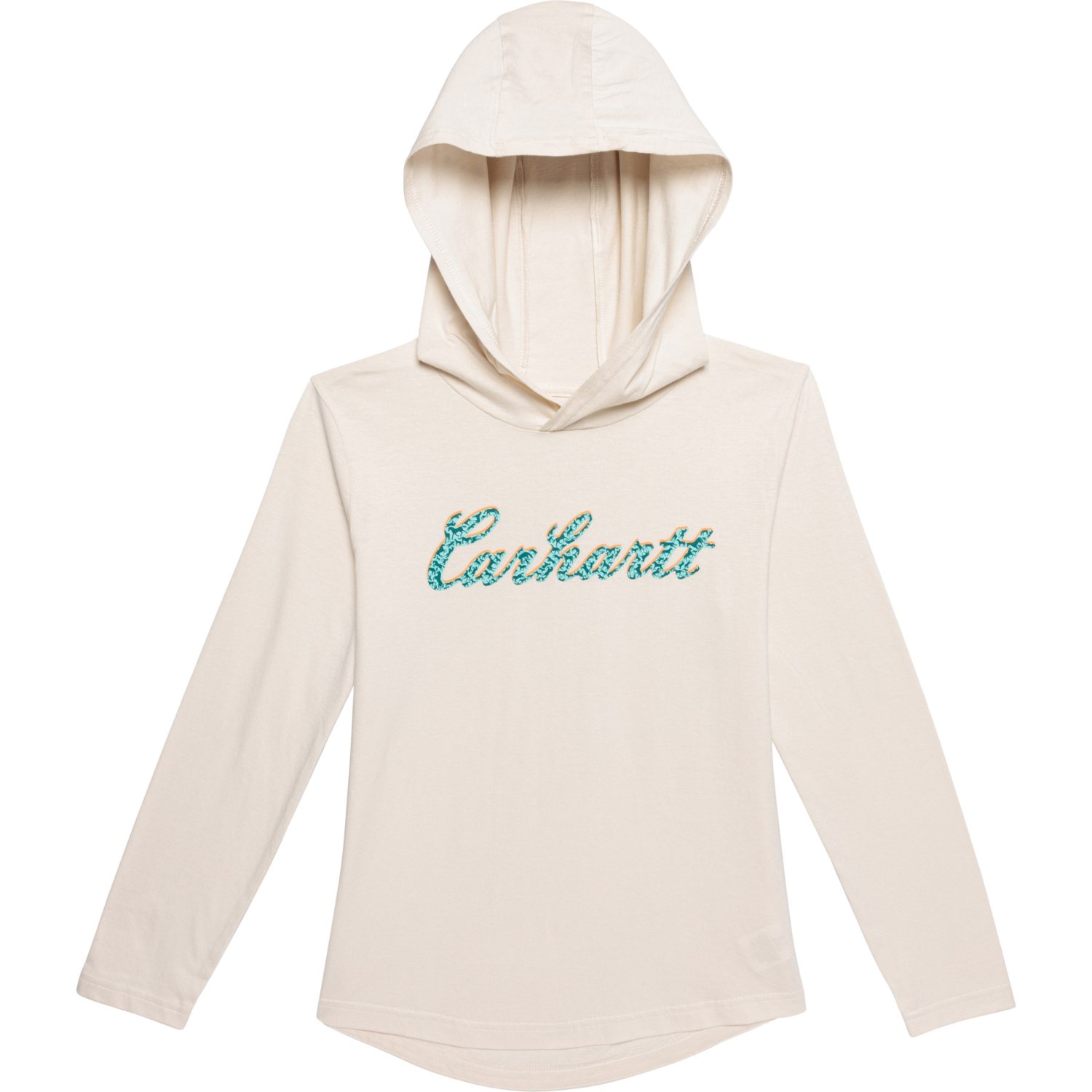 Carhartt Big Girls CA9981 Cursive Logo Hooded Shirt - Long Sleeve