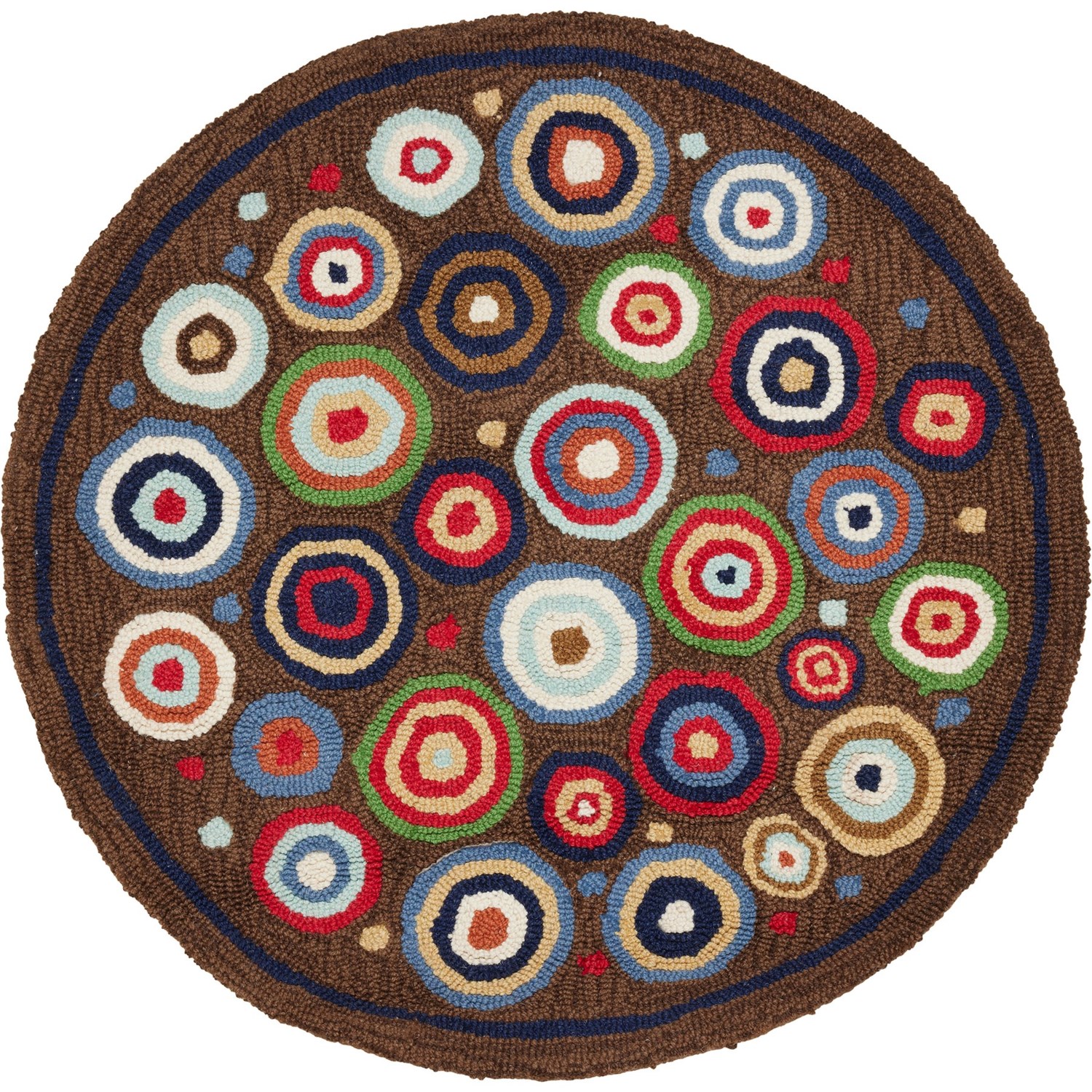 Chandler 4 Corners Bull’s Eye Hand-Hooked Wool Area Rug - 3x3’, Multi ...