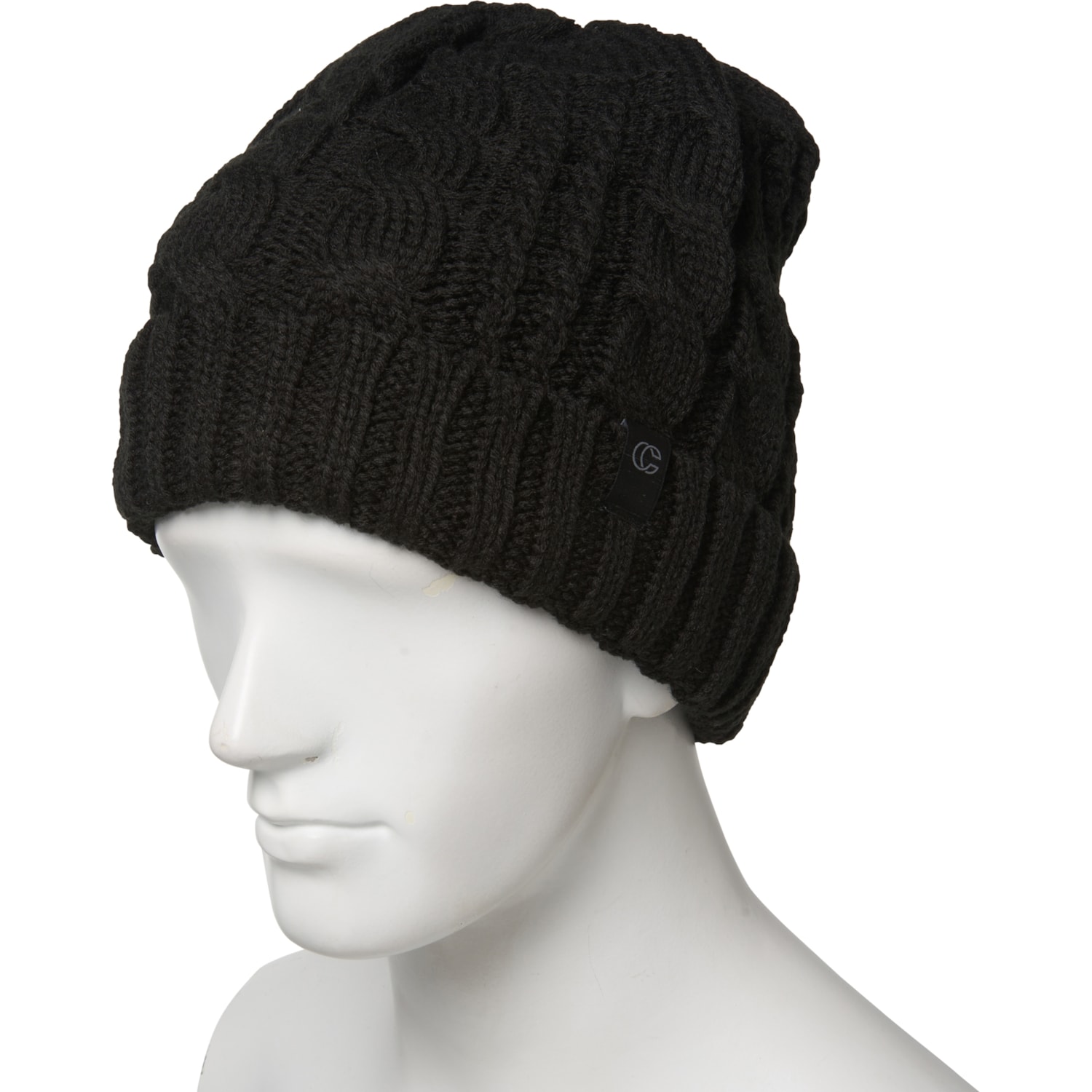 Chaos Solid Cable Knit Ribbed Cuff Beanie (For Men) - Save 50%