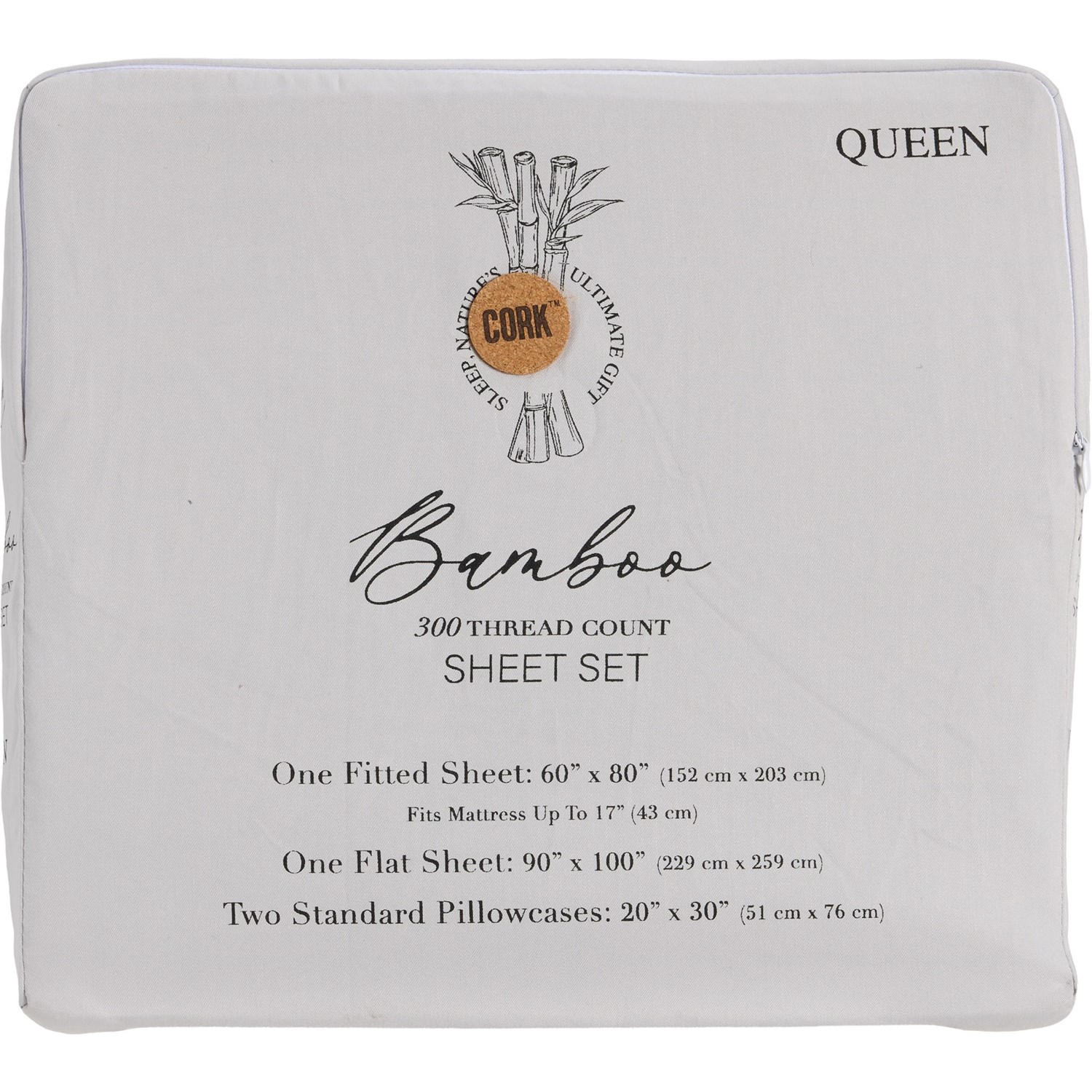 CORK Queen 300 TC Sheet Set - Medium Grey - Save 50%