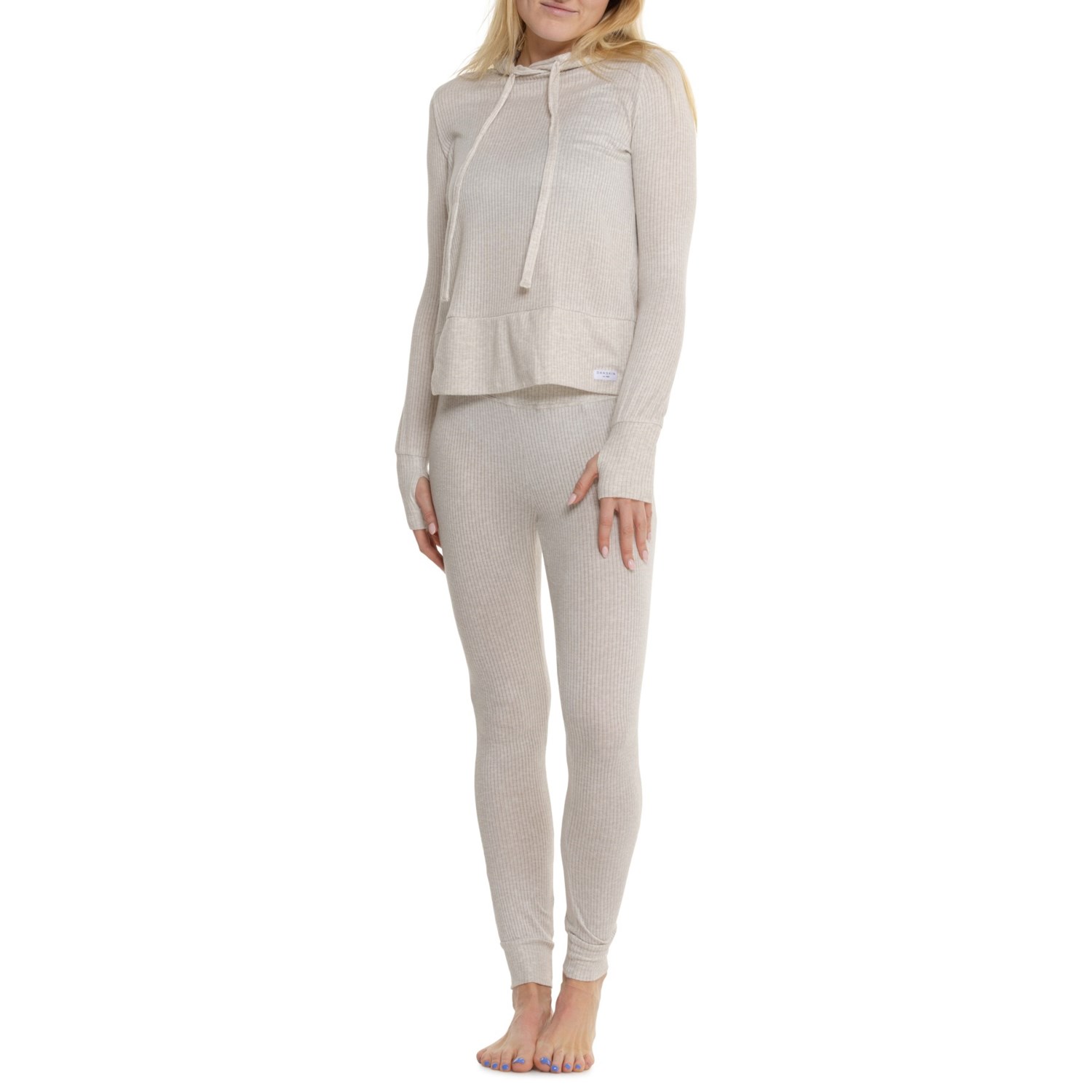 Danskin Thermal Rib-Knit Hooded Shirt and Leggings Set - Long Sleeve ...