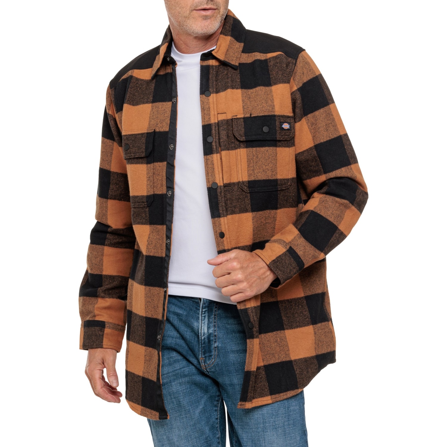 Dickies Heavyweight Brawny Plaid Snap-Front Flannel Shirt Jacket - Save 78%