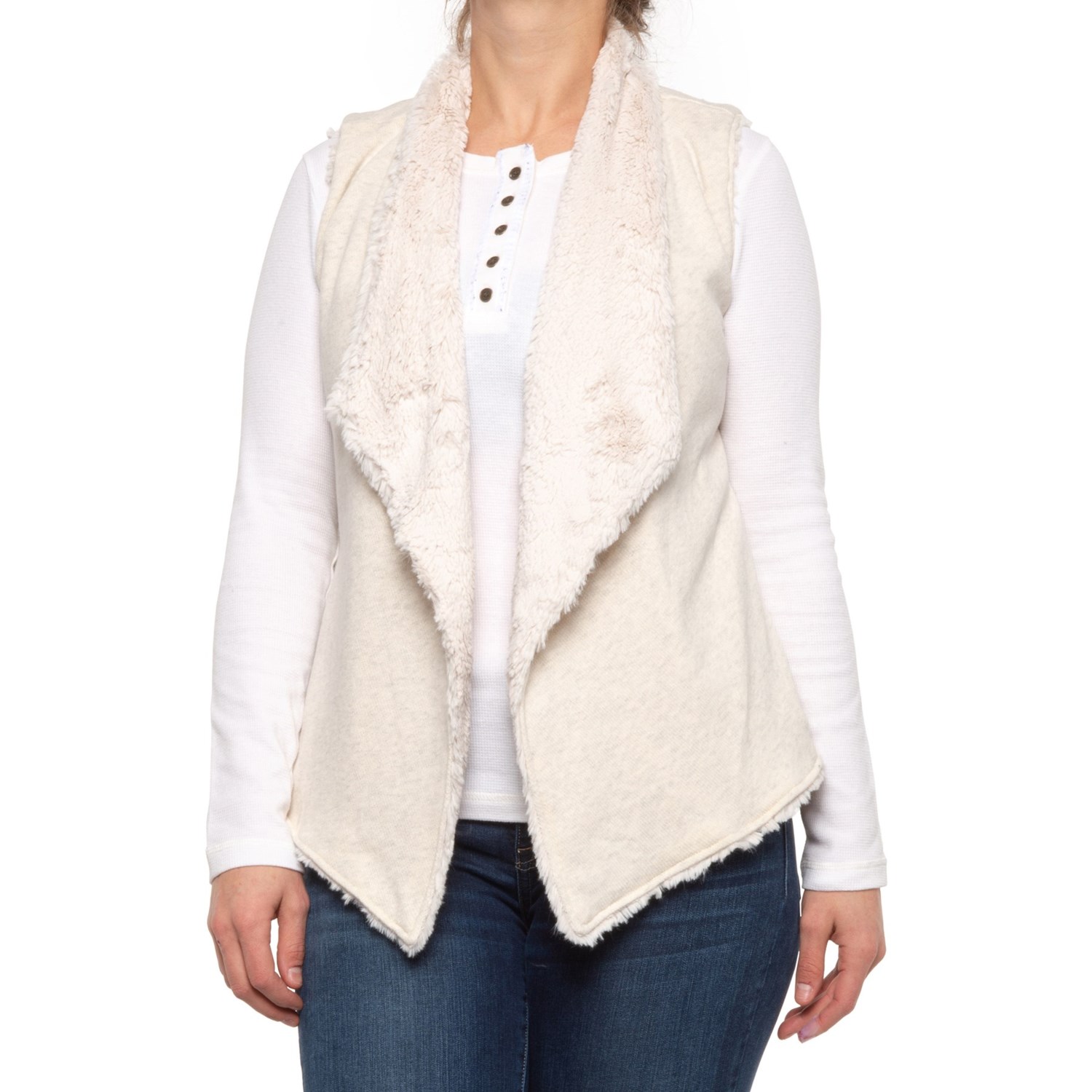 dylan Luxe Faux-Fur-Lined Drape Vest (For Women) - Save 68%
