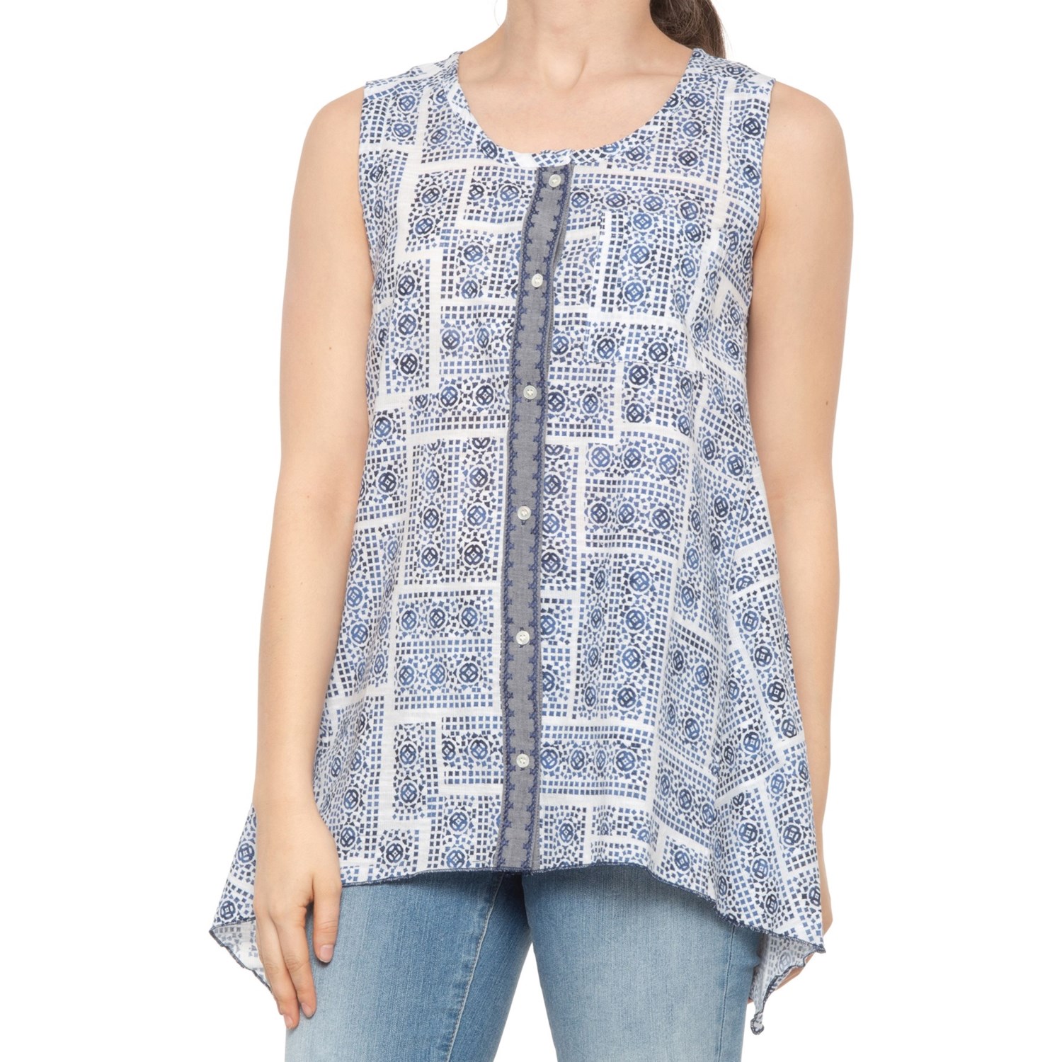 dylan Mosaic Embroidered Placket Shirt (For Women) - Save 64%