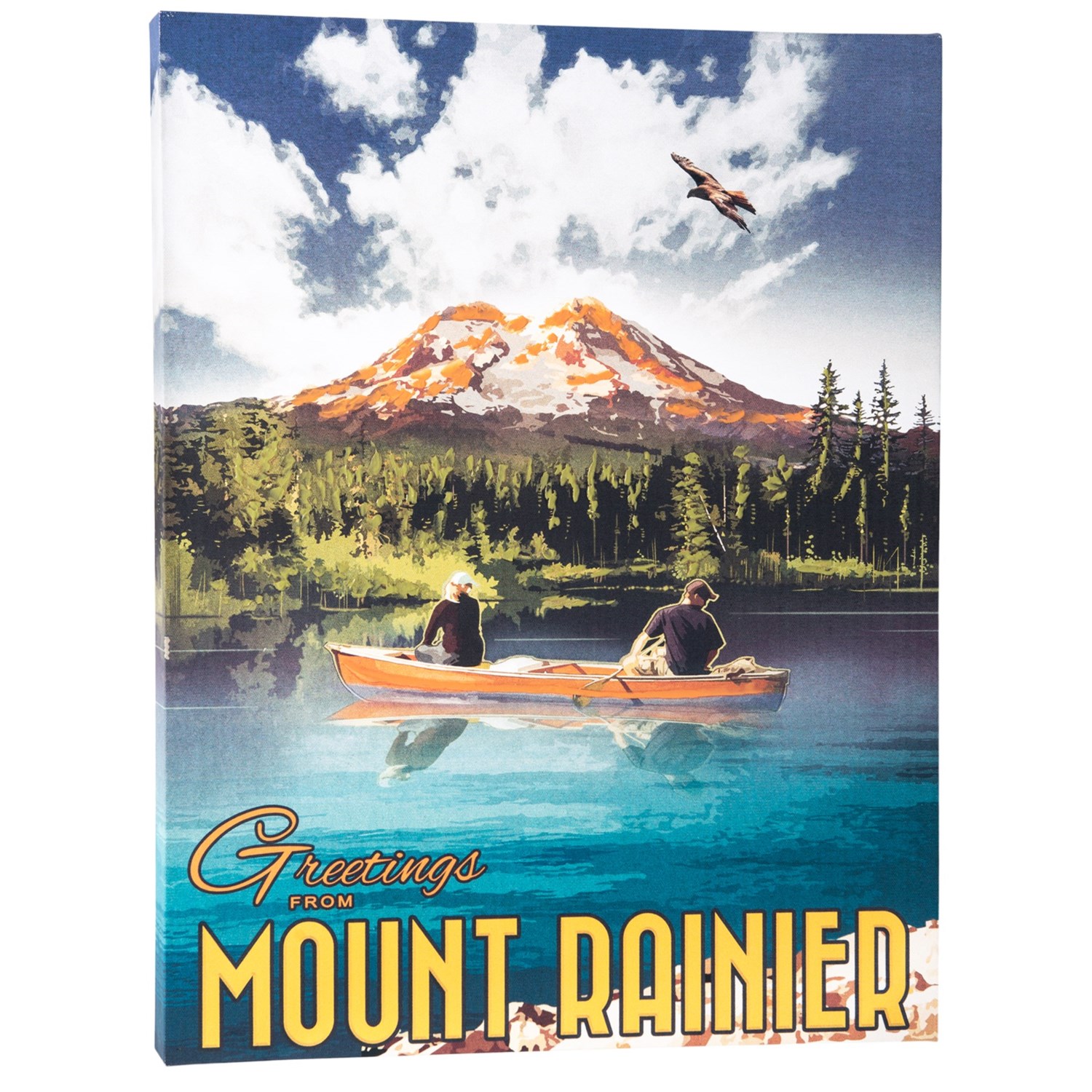East Coast Graphics 16×20” “Greetings From Mount Rainier” Canoe Print
