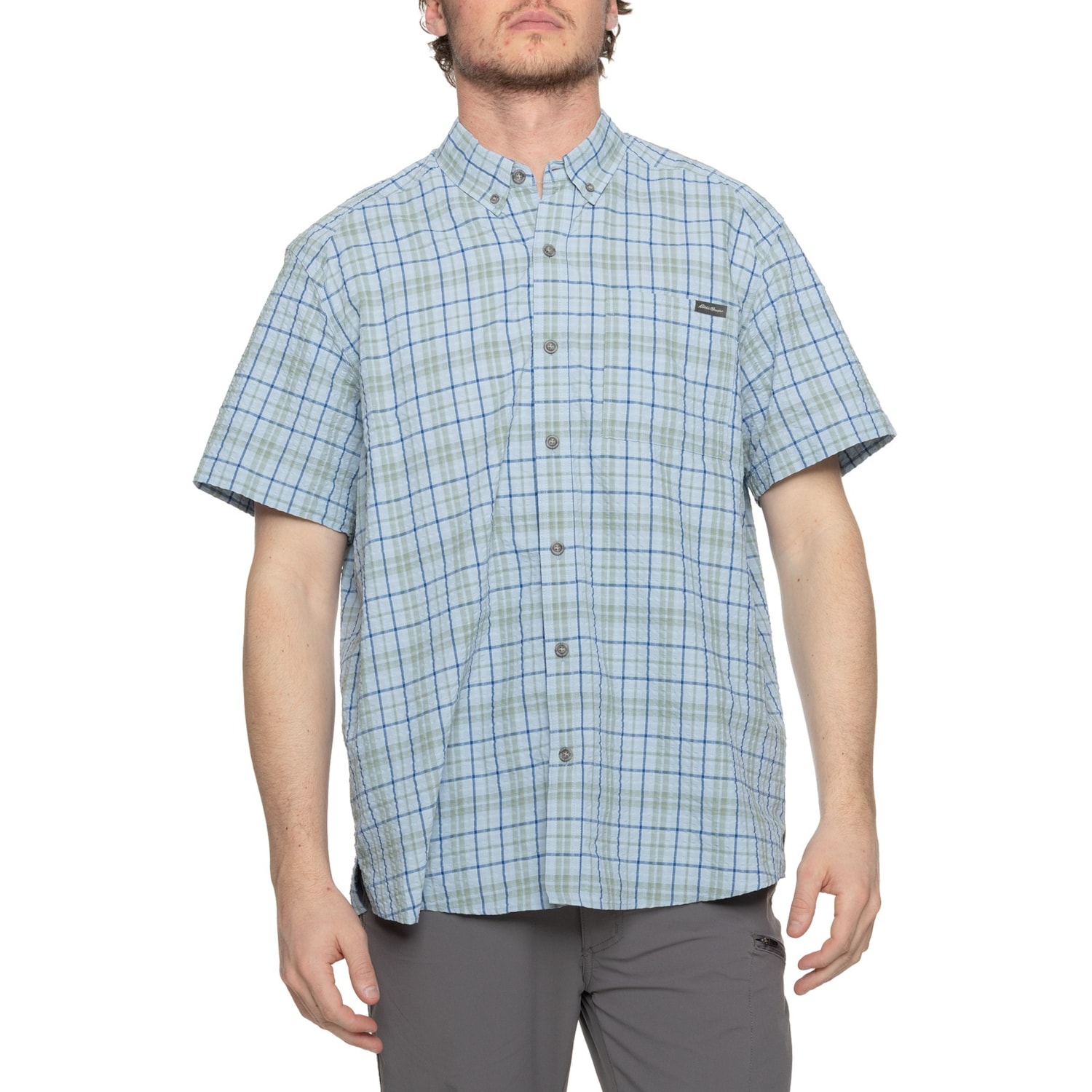 Eddie Bauer Pack It Tech Seersucker Shirt - UPF 40, Short Sleeve - Save 57%