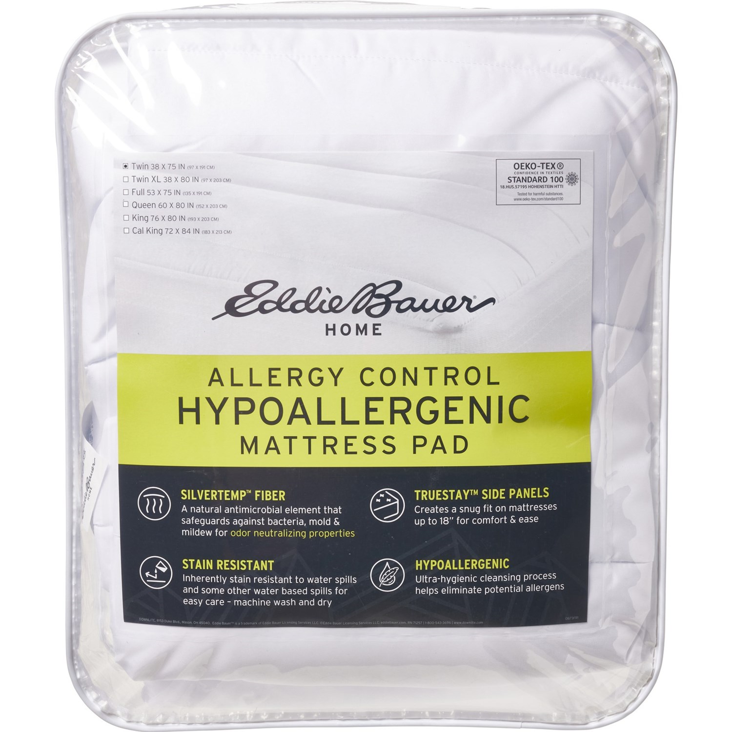 Eddie Bauer Twin Allergy Control Mattress Pad - White - Save 37%