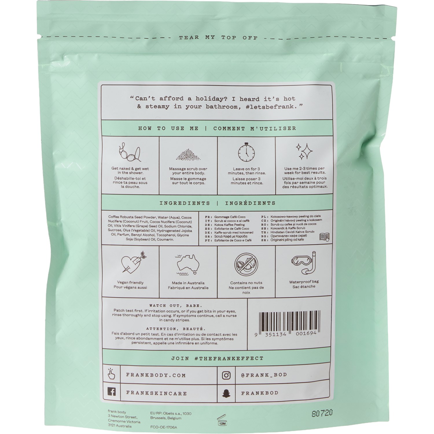 FRANKBODY Coconut Coffee Scrub - 7.05 oz. - Save 68%