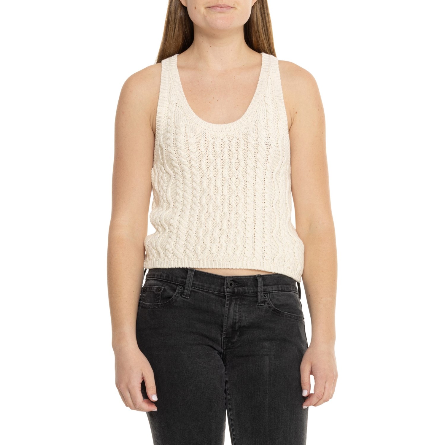 Free People High Tide Cable-Knit Sweater Tank Top - Save 74%
