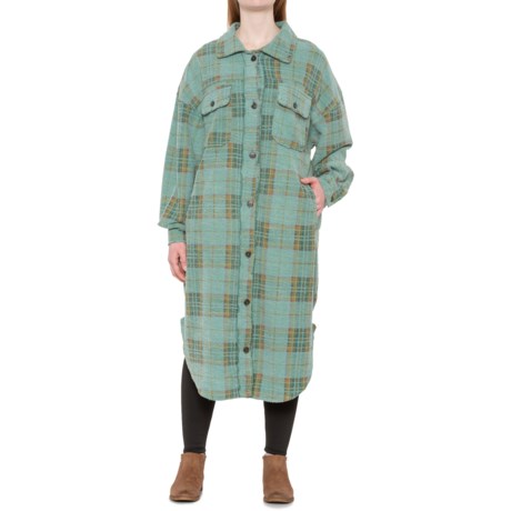 Free People Plaid Long Ruby Shacket - Save 74%