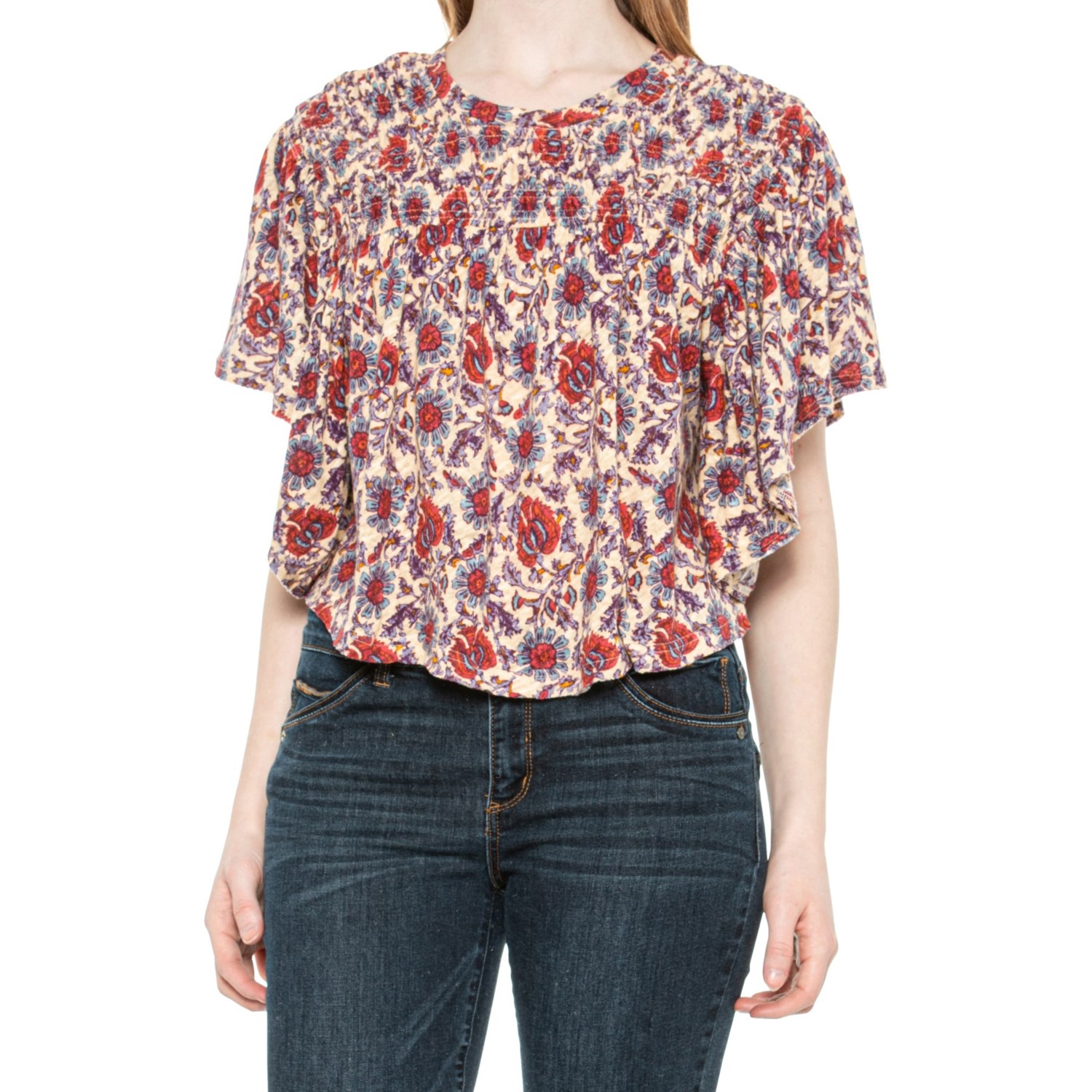 Free People Printed Ruffled Up Shirt (For Women) - Save 67%
