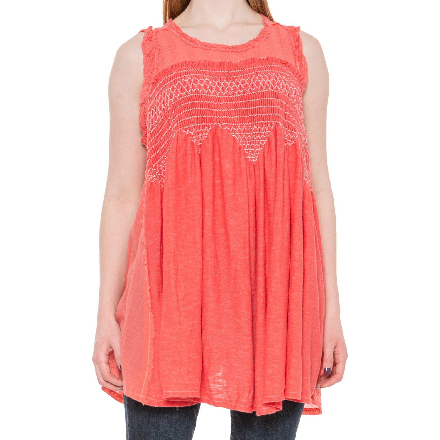 Free People Sea Breeze Tunic Shirt - Sleeveless - Save 80%