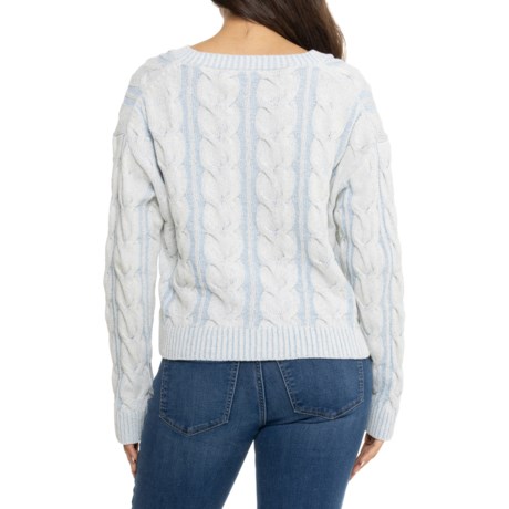 Free People Washed Cable Knit V-Neck Sweater - Save 64%