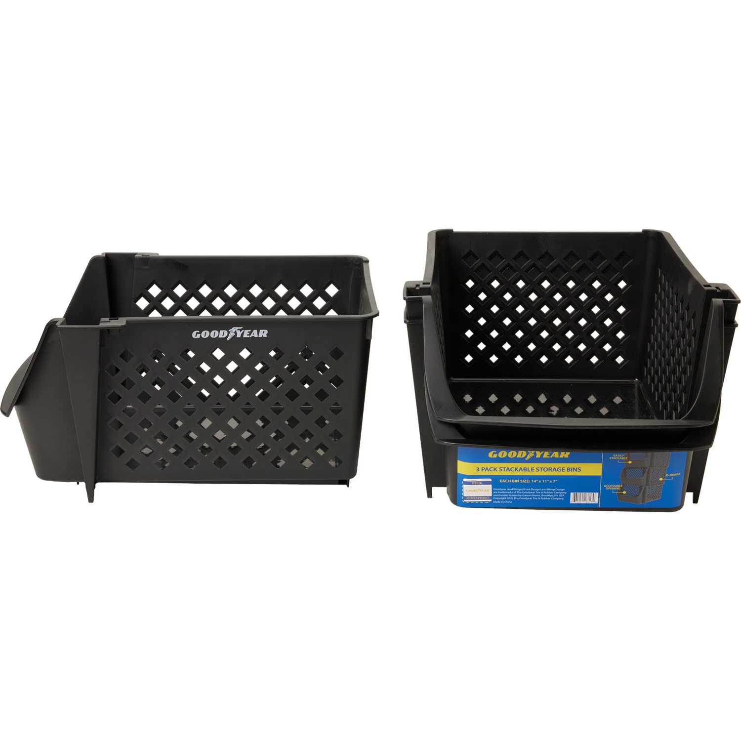 Goodyear Stackable Storage Bins - 3-Pack, 14x11x7” - Save 35%