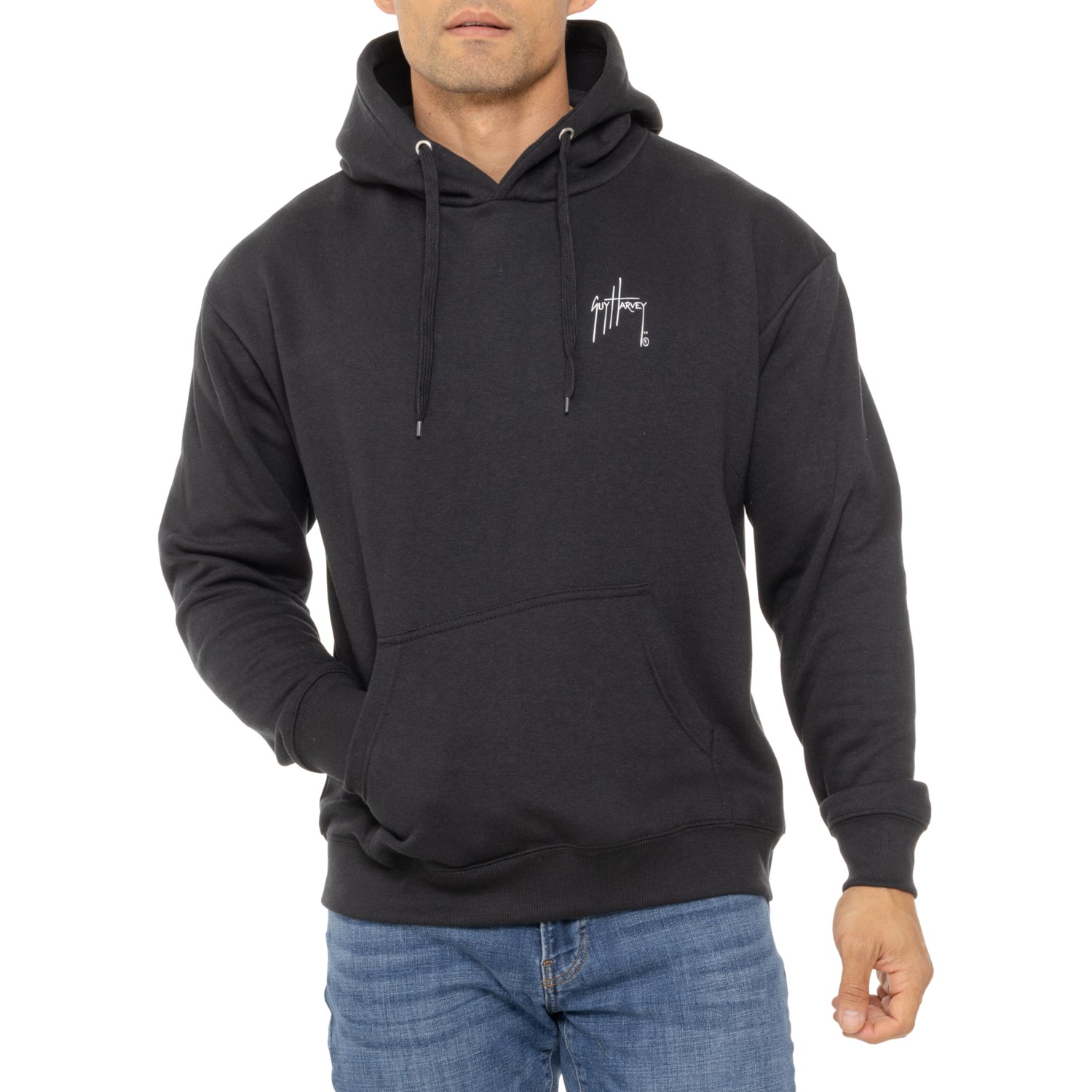 Guy Harvey Bass On Graphic Midweight Fleece Hoodie - Save 75%