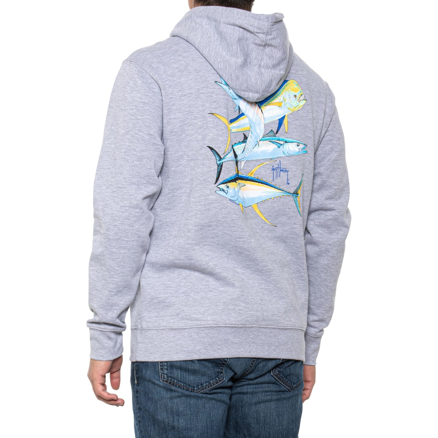Guy Harvey Offshore Collage Fleece Hoodie (For Men) - Save 66%