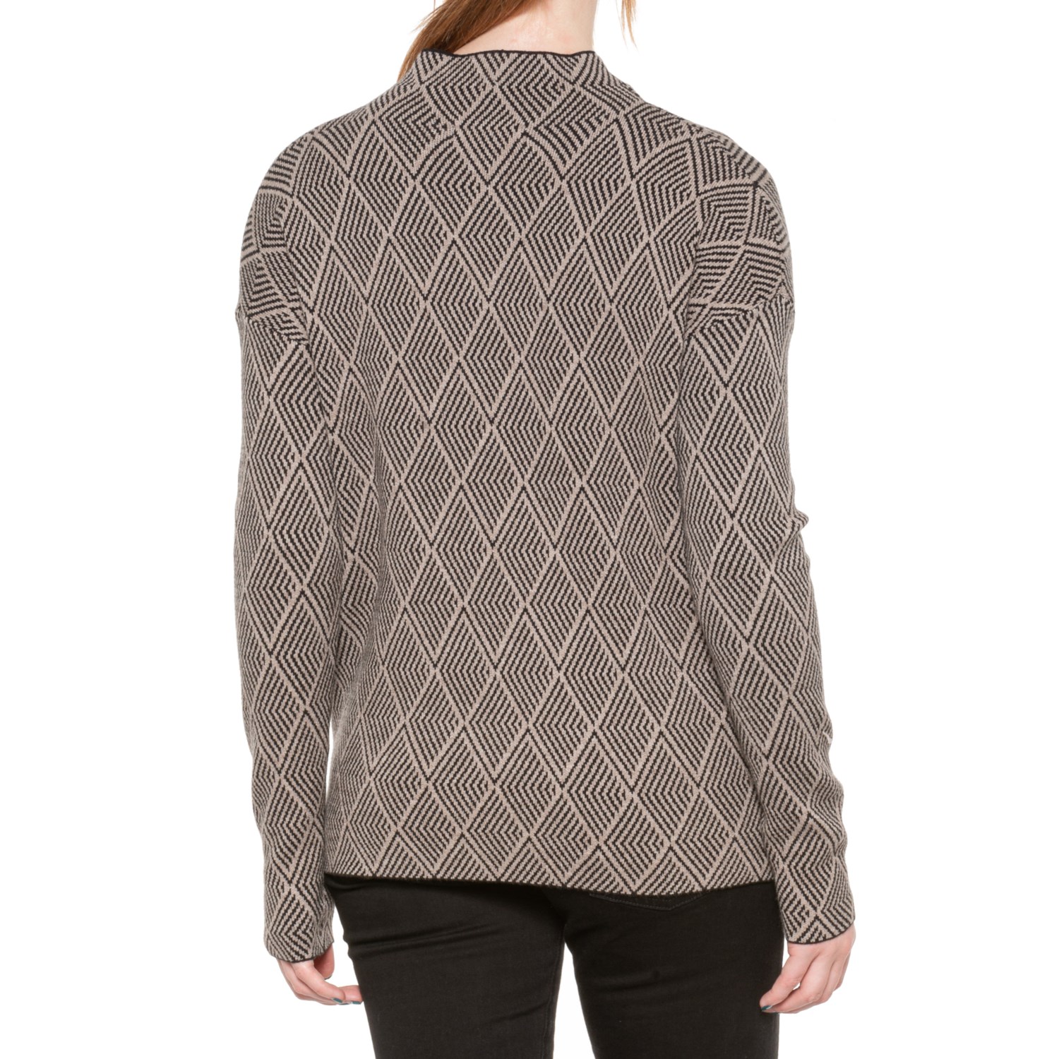 H HALSTON Diamond Print Funnel Neck Sweater (For Women) - Save 68%
