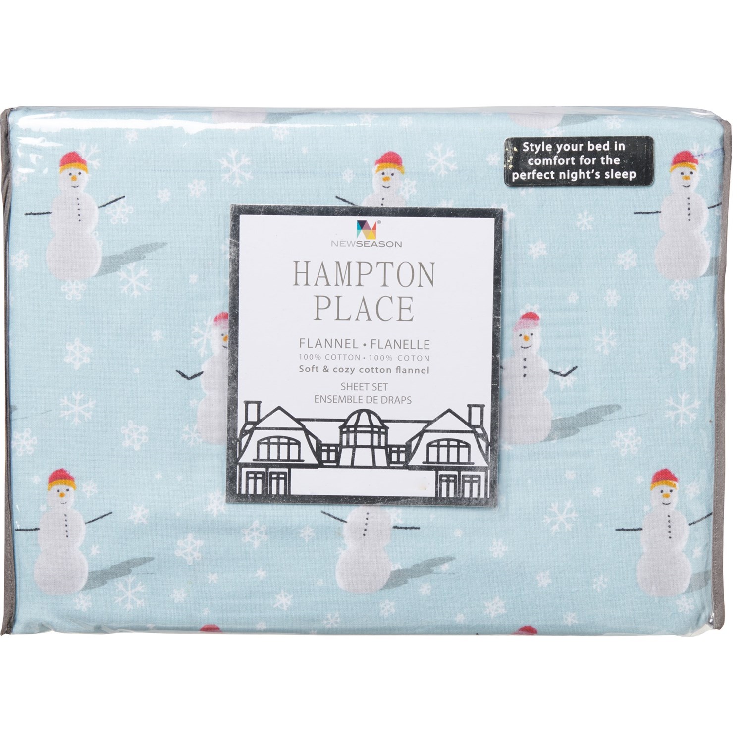 Hampton Place Full Cotton Flannel Happy Snowman Sheet Set - 150 gsm ...