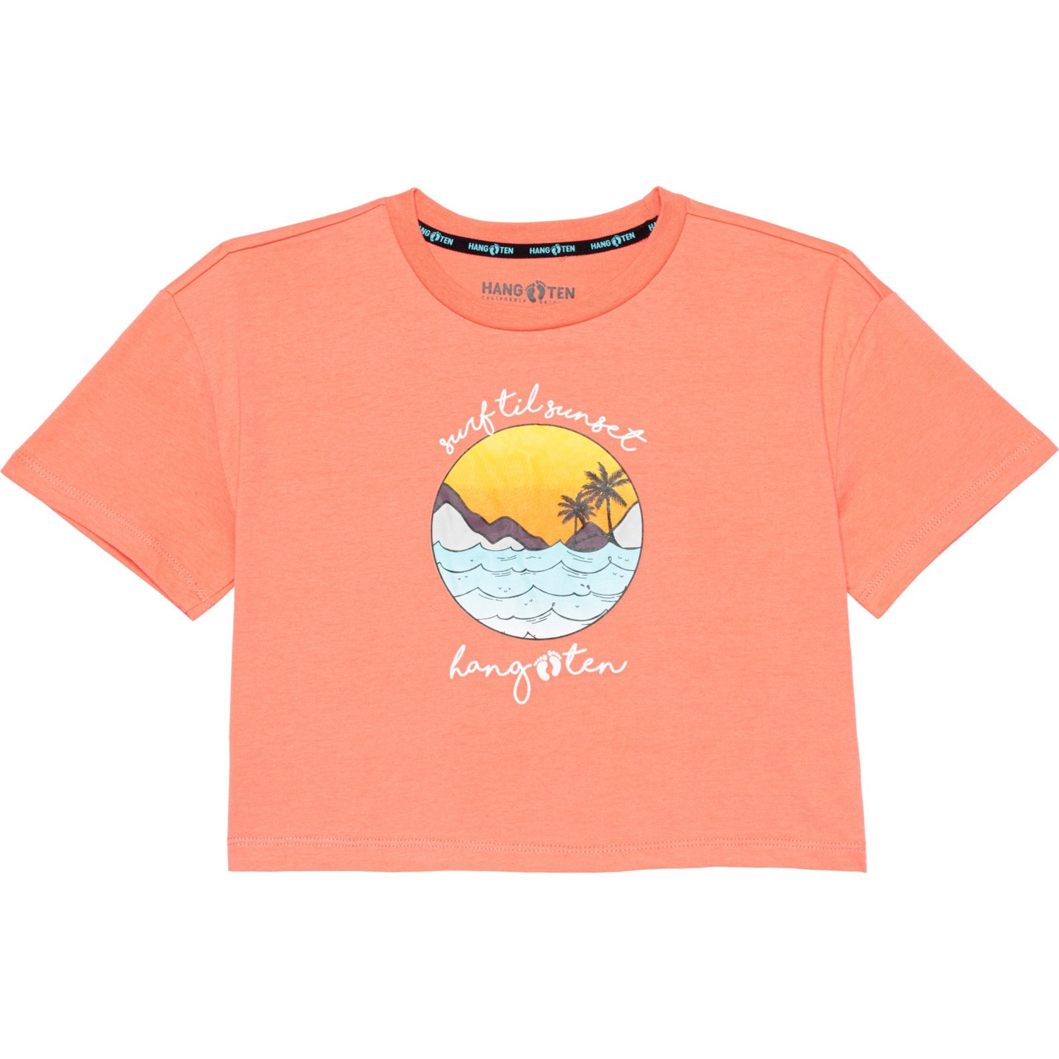 Hang Ten Big Girls Drop Shoulder Boxy Crop T-Shirt - Short Sleeve ...