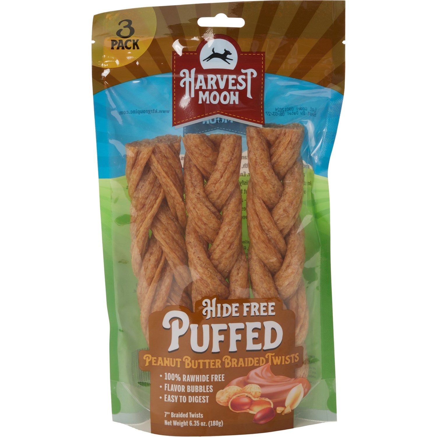 Harvest Moon Puffed Braided Twists Dog Chews - 3-Count - Save 50%