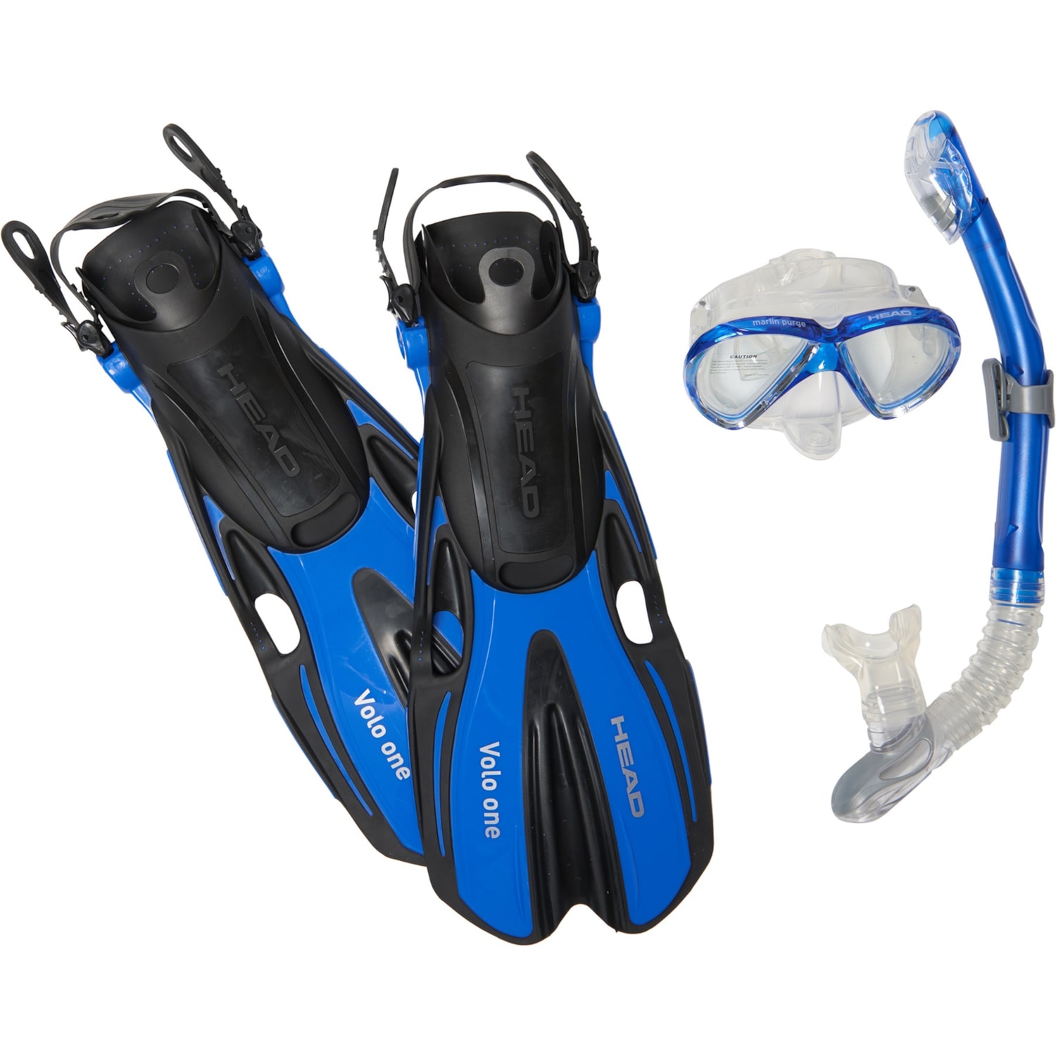 Head Marlin Purge Mask, Marlin Dry Snorkel and Volo Fins Snorkeling Set ...