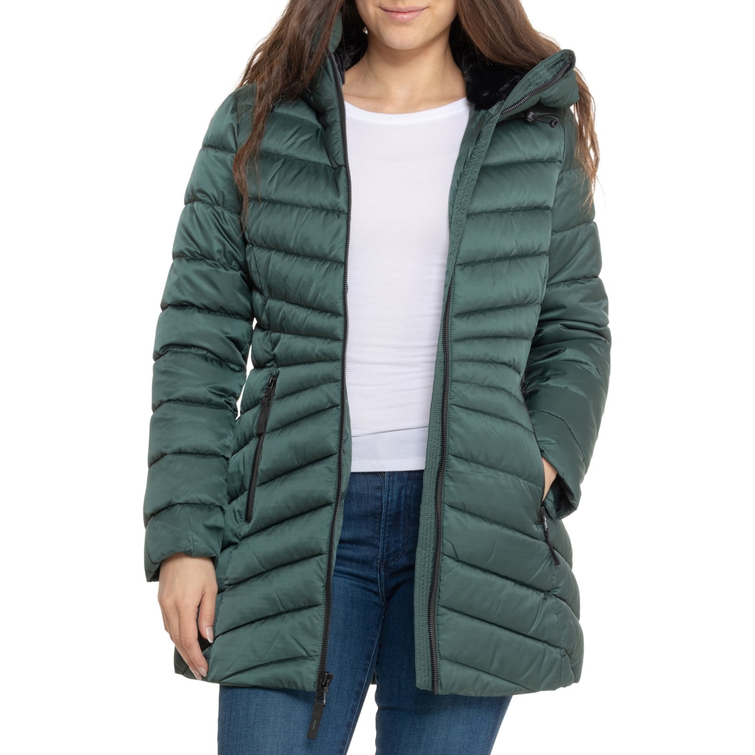 HFX Midweight Faux-Fur Trimmed Puffer Jacket - Insulated - Save 54%