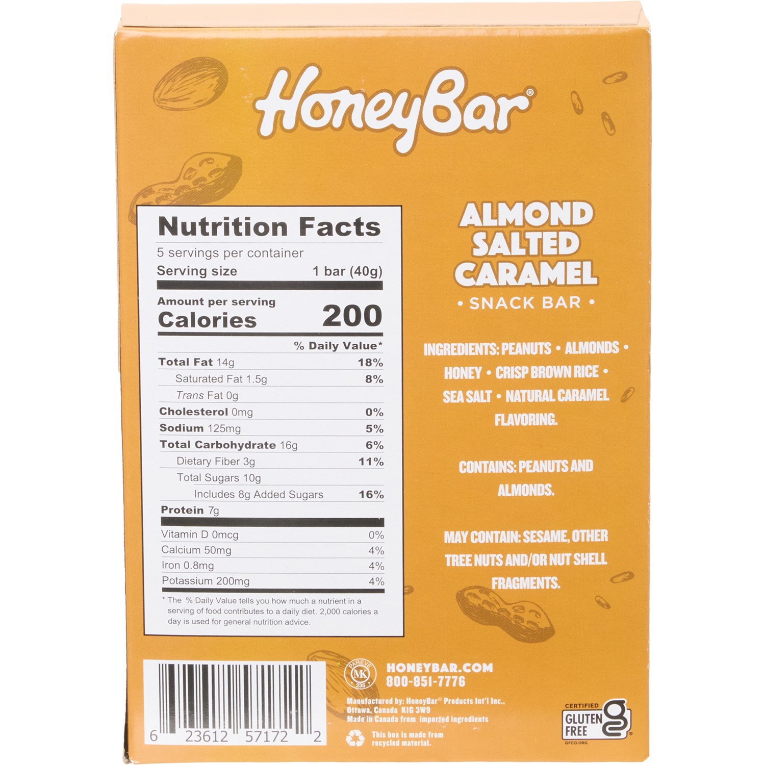 Honeybar Almond Salted Caramel Snack Bars - 5 Pack - Save 46%