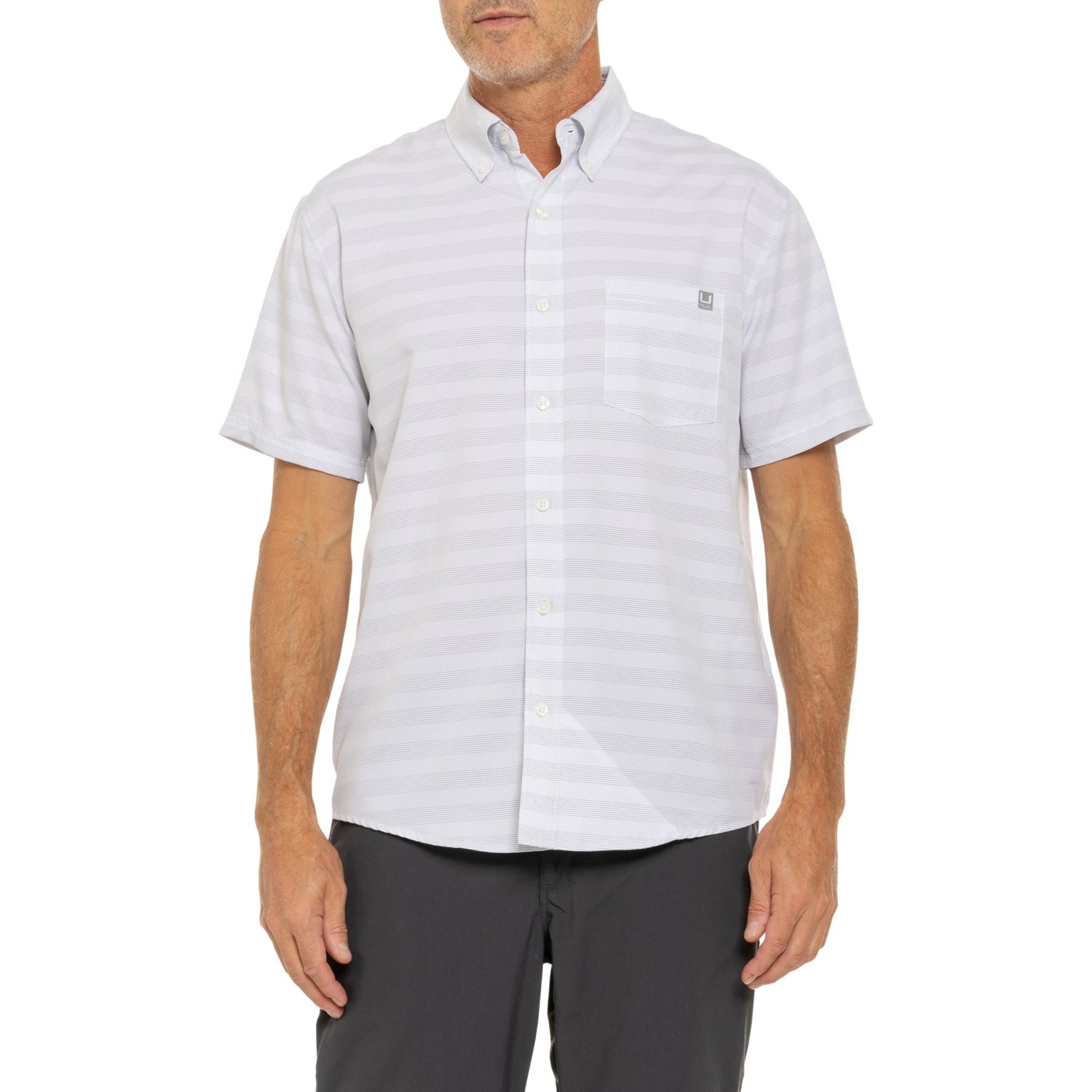 Huk Kona Cross-Dye Stripe Shirt - UPF 30+, Short Sleeve - Save 58%