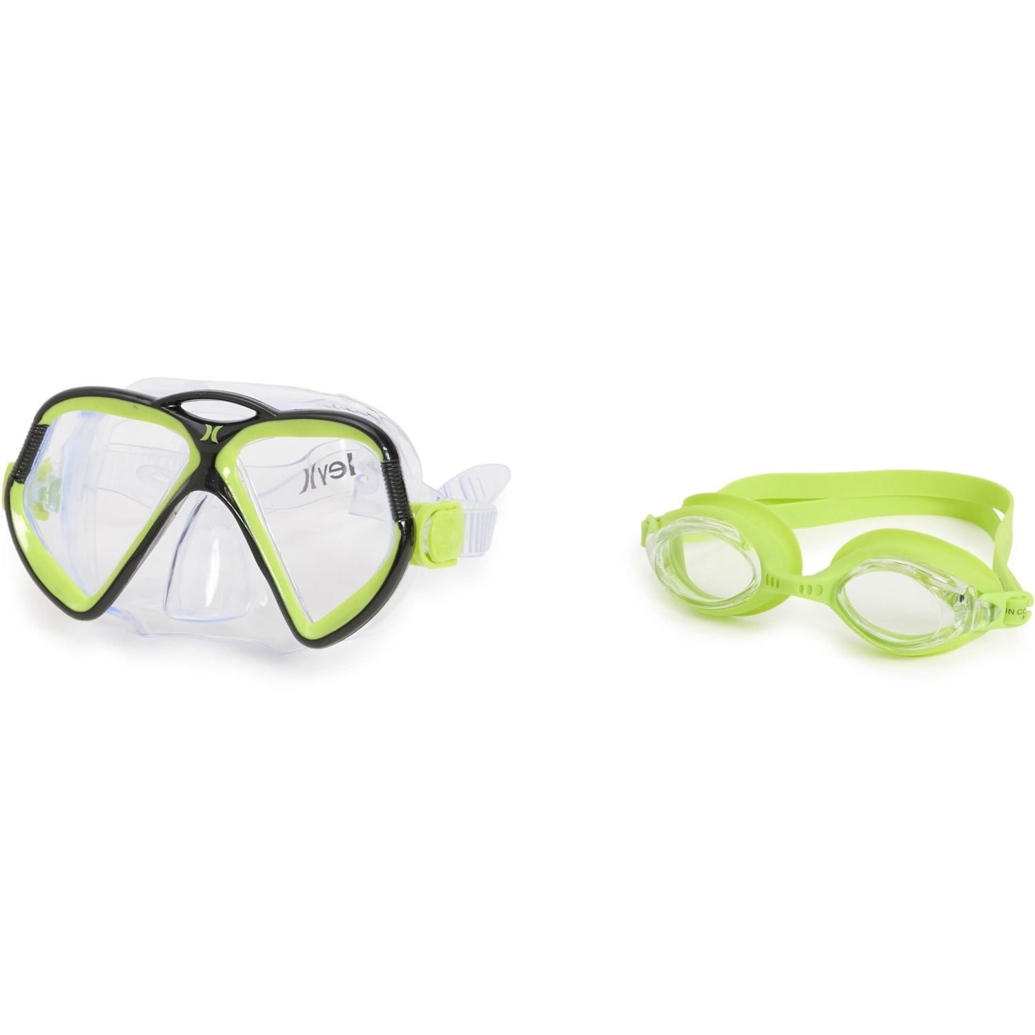 Hurley Solari Swim Goggles and Aqua Rider Swim Mask Set (For Kids ...